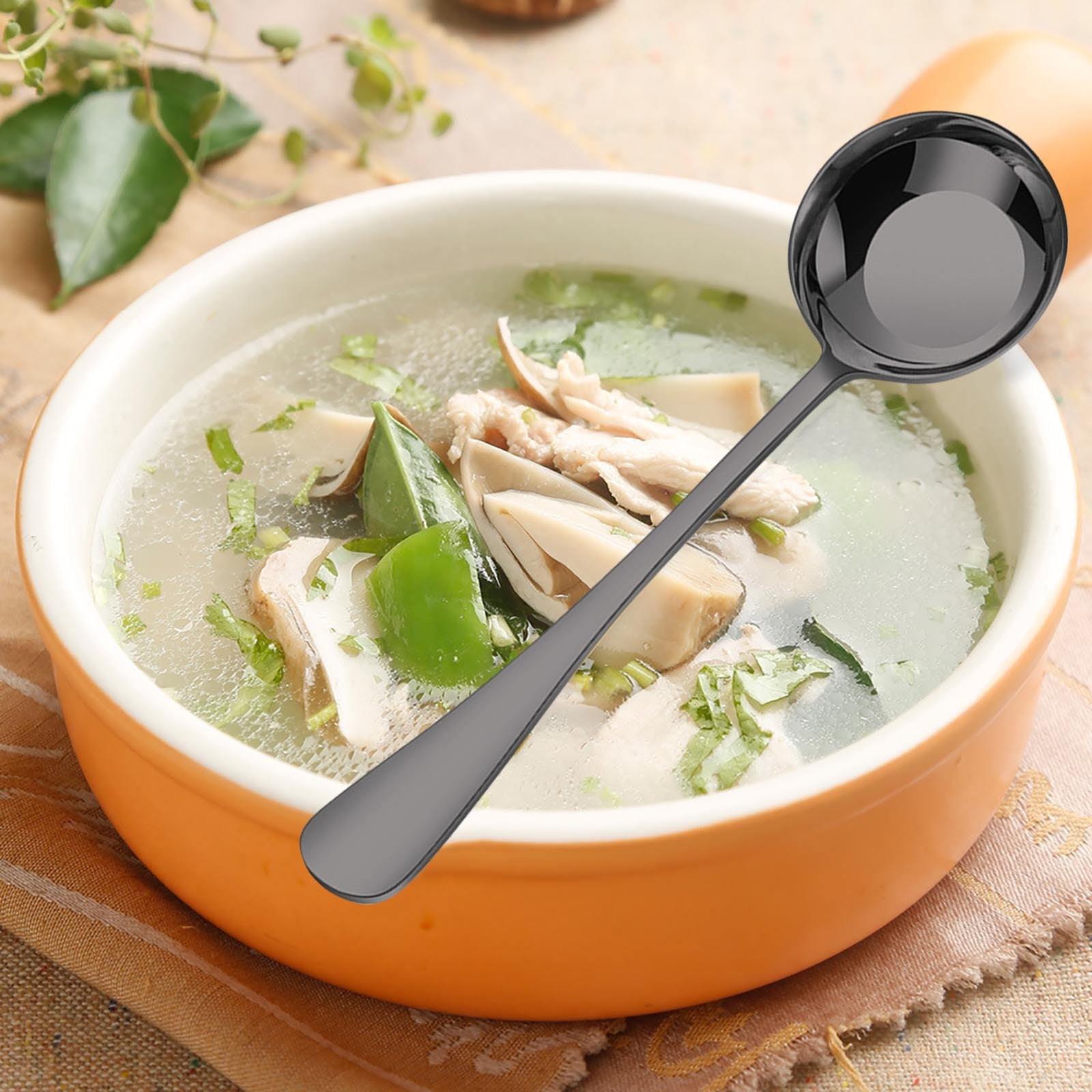 GXFMYA Stainless Steel 304 Flat Bottom Soup Spoons - Ergonomic Round ...