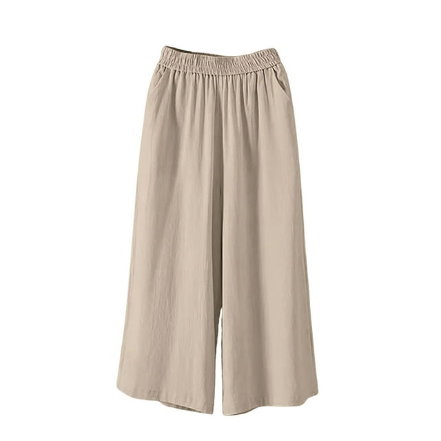 GXIPO Capri Pants for Women Plus Size Wide Leg Capri Pants Casual ...