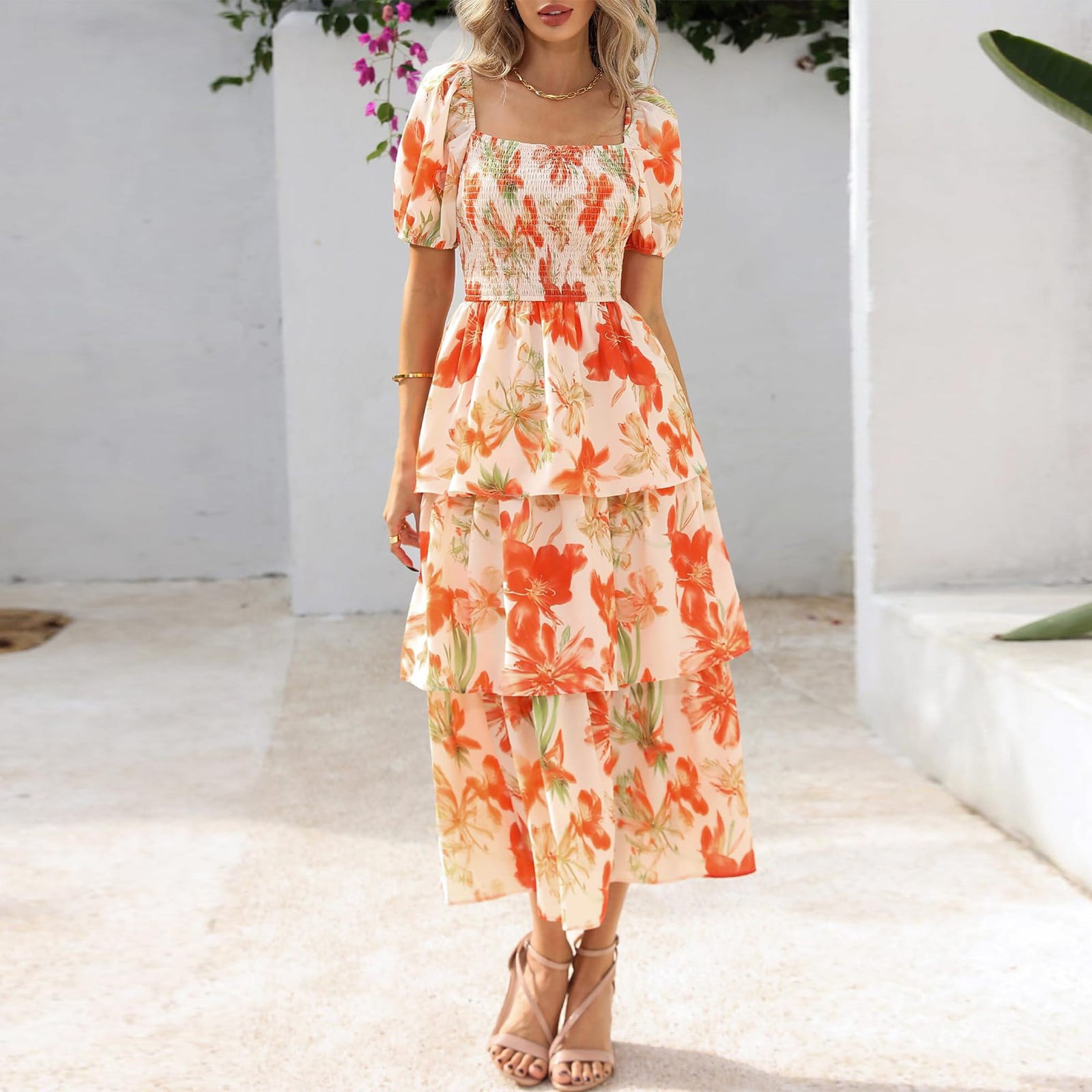 GXIPO Chiffon Summer Dresses for Women 2025 Babydoll Casual Elegant ...