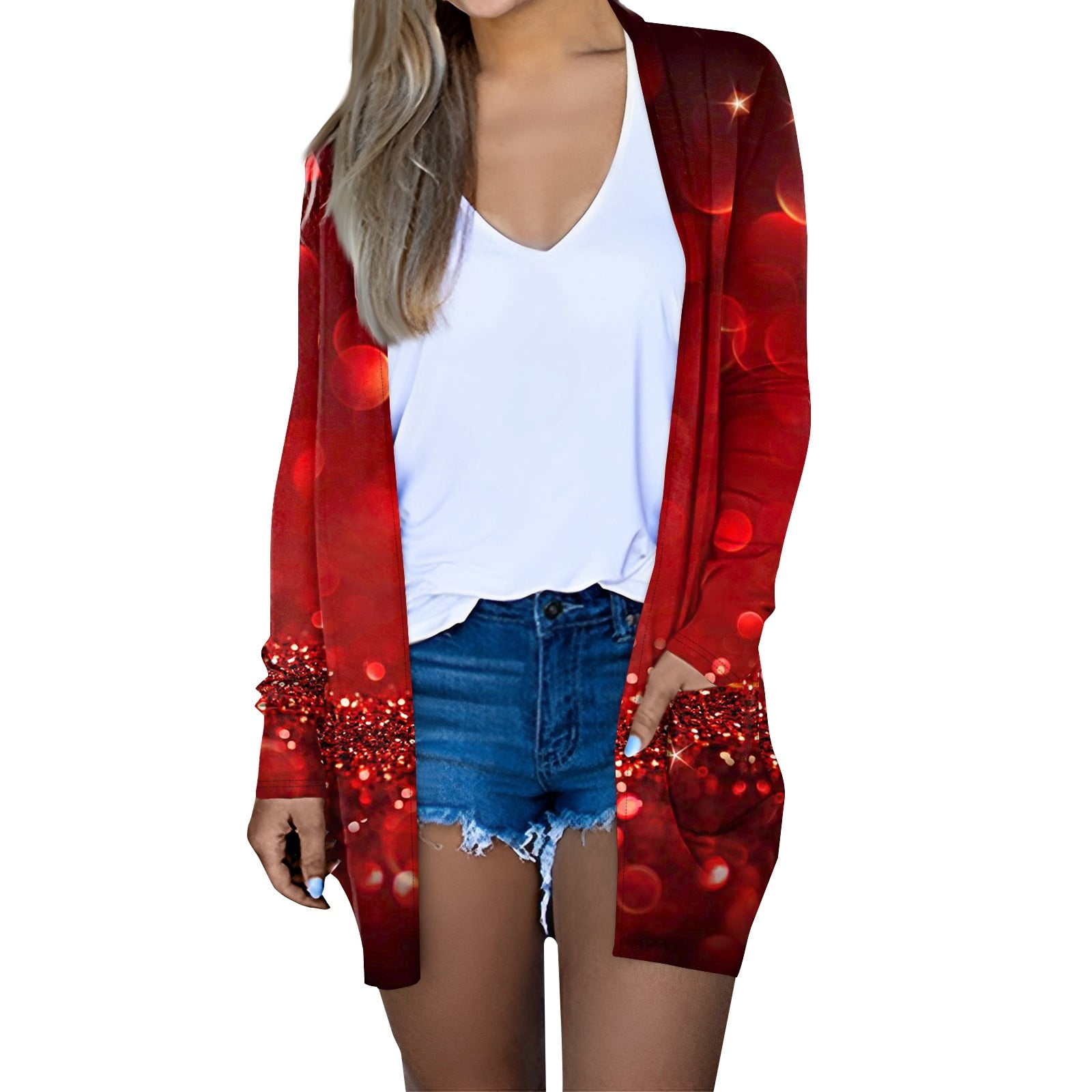 GXIPO Christmas Cardigans for Women Cute Xmas Graphic Open Front ...