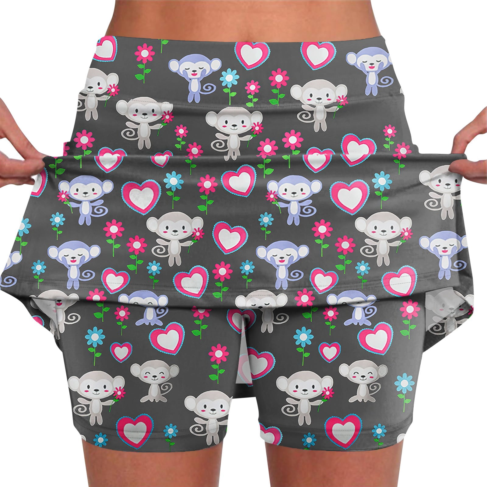 GXIPO Elastic Yoga Skorts for Women Heart Animals Athletic Tennis ...
