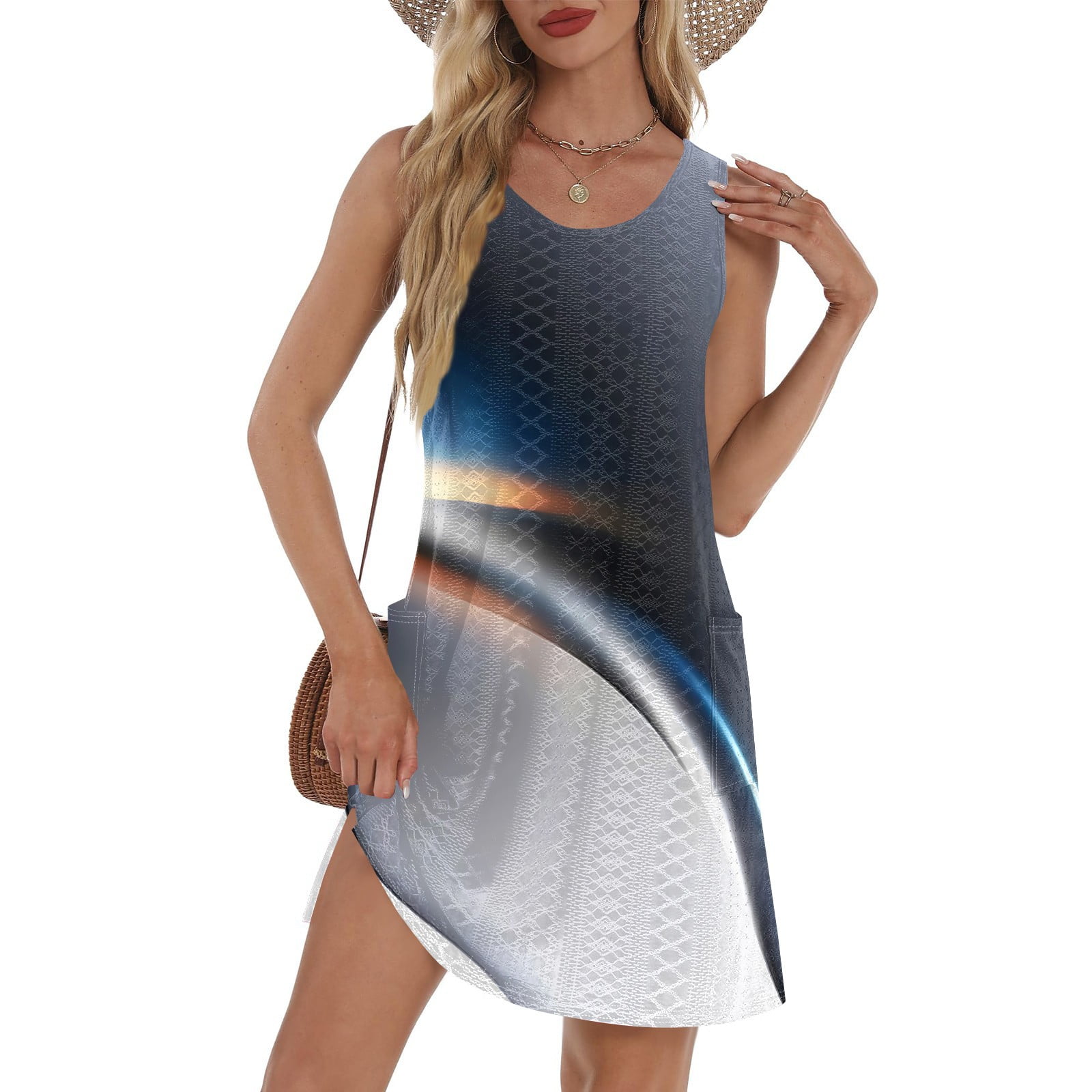 GXIPO Eyelet Swim Dress for Women Swimwear Casual Loose Sundresses ...