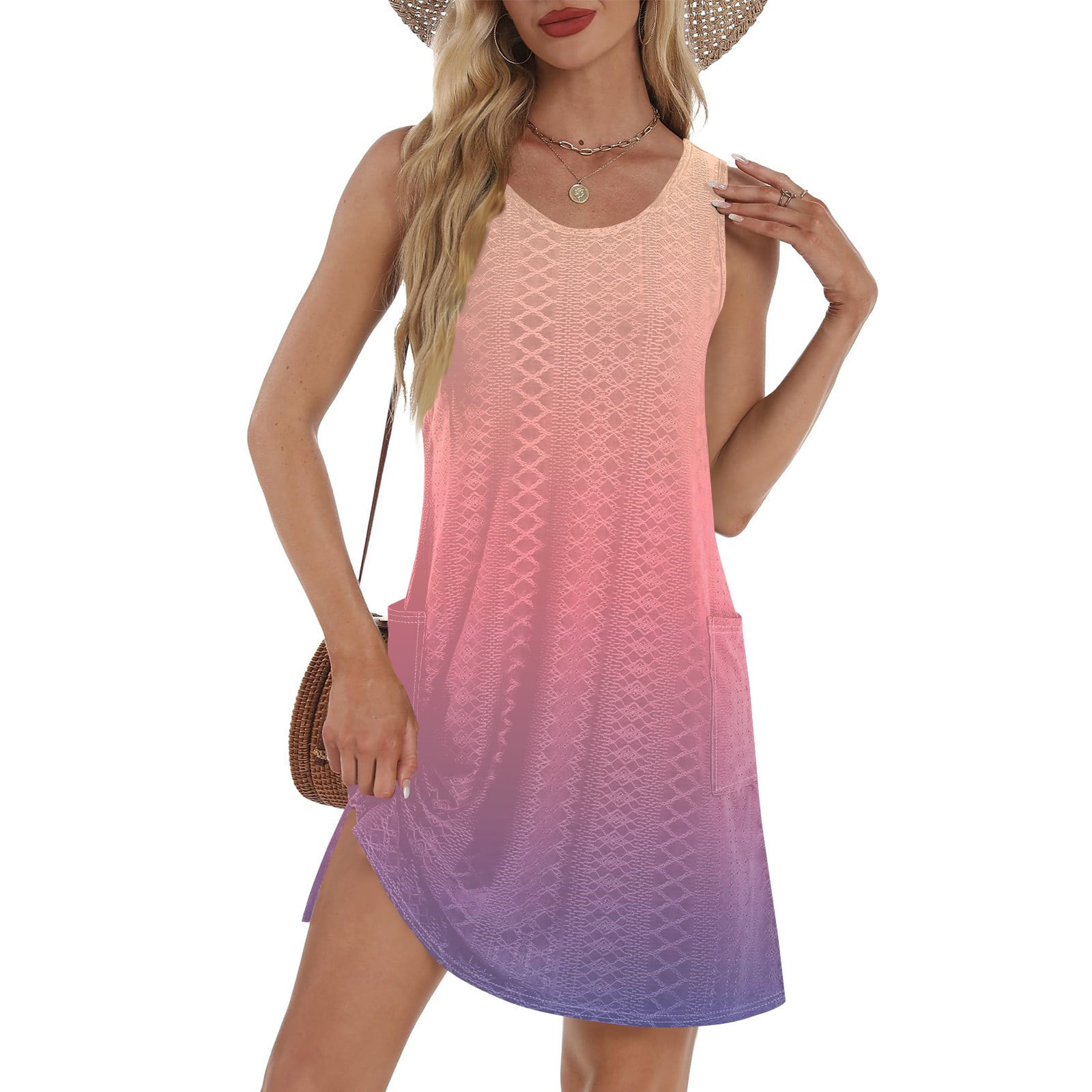 GXIPO Eyelet Swim Dress for Women Swimwear Sleeveless Sundress Summer ...