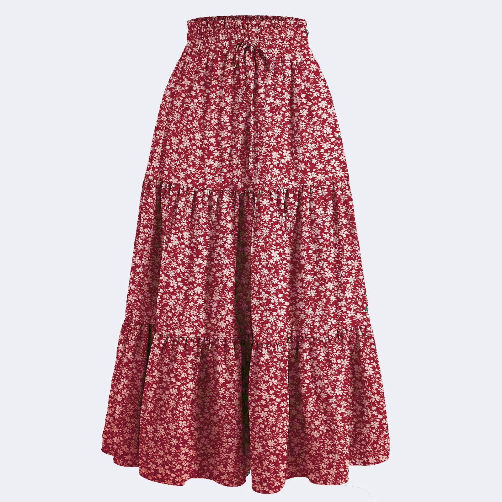 GXIPO Floral Midi Skirts for Women 2025 High Waist Elastic A Line Skirt ...
