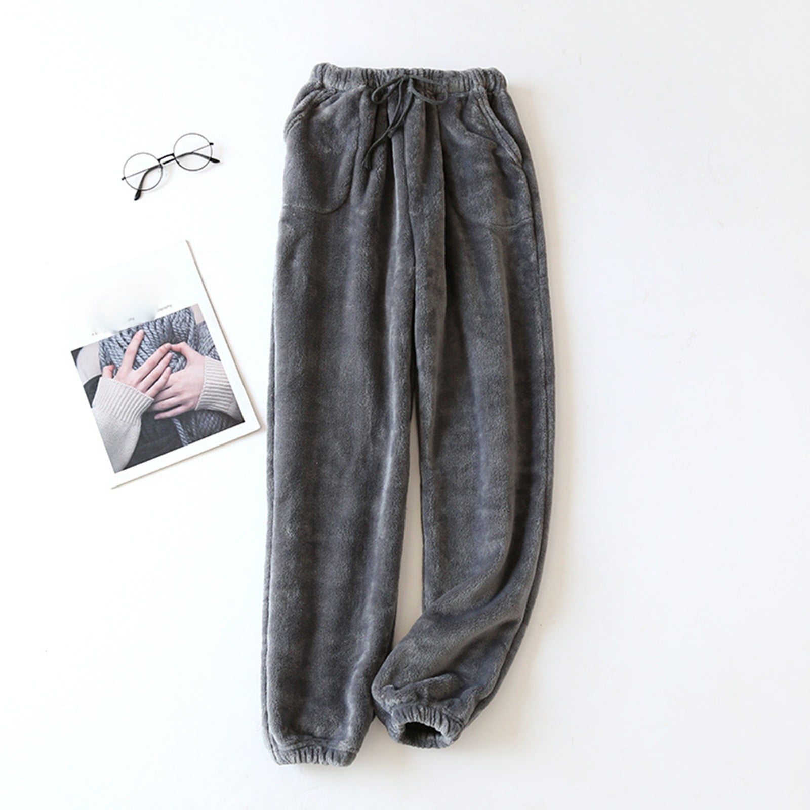 GXIPO Fuzzy Pajama Pants Men Women Plush Fleece Warm Flannel Comfy ...