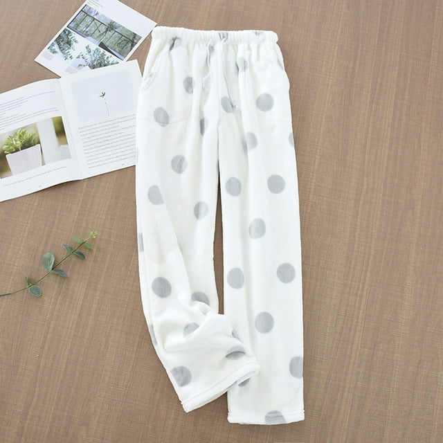 GXIPO Fuzzy Pajama Pants Women Pajama Bottoms Homey Fluffy Polka Dots ...