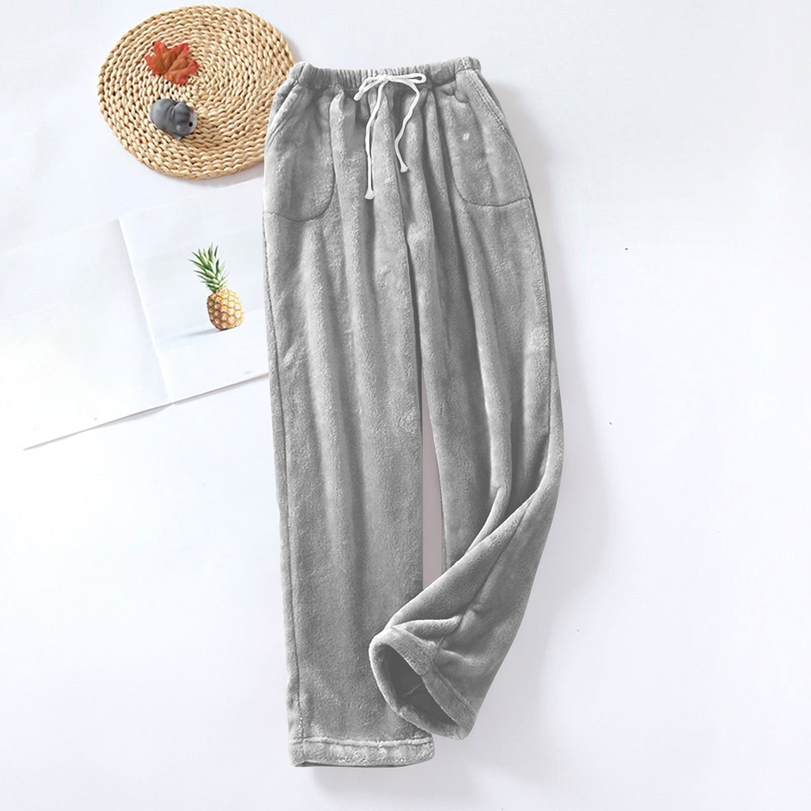 GXIPO Fuzzy Pajama Pants Women Plush Fleece Warm Flannel Drawstring ...