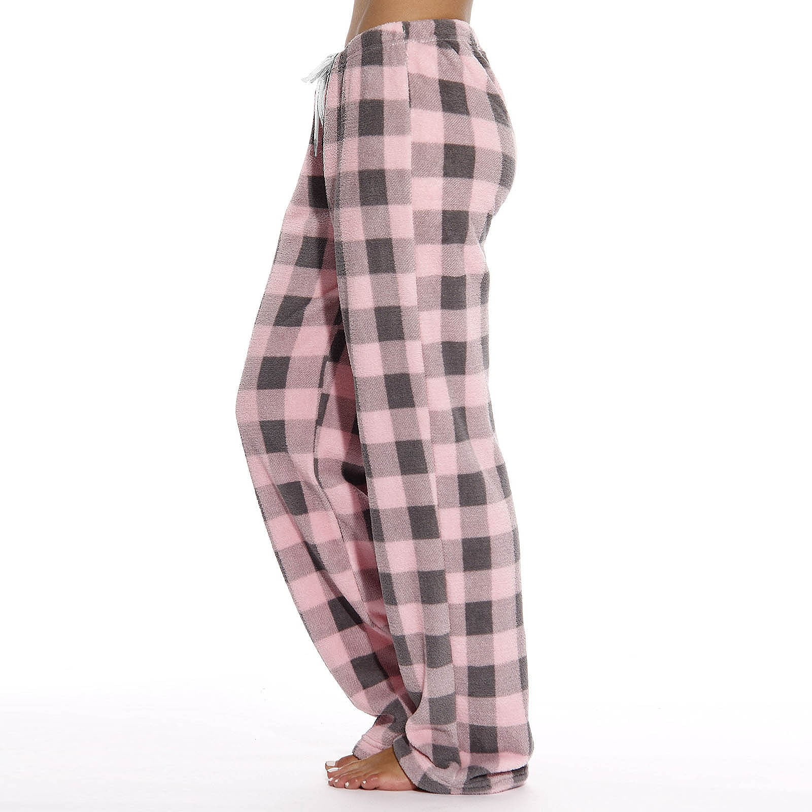 GXIPO Fuzzy Pajama Pants Women Plush Fleece Winter Soft Buffalo Plaid ...