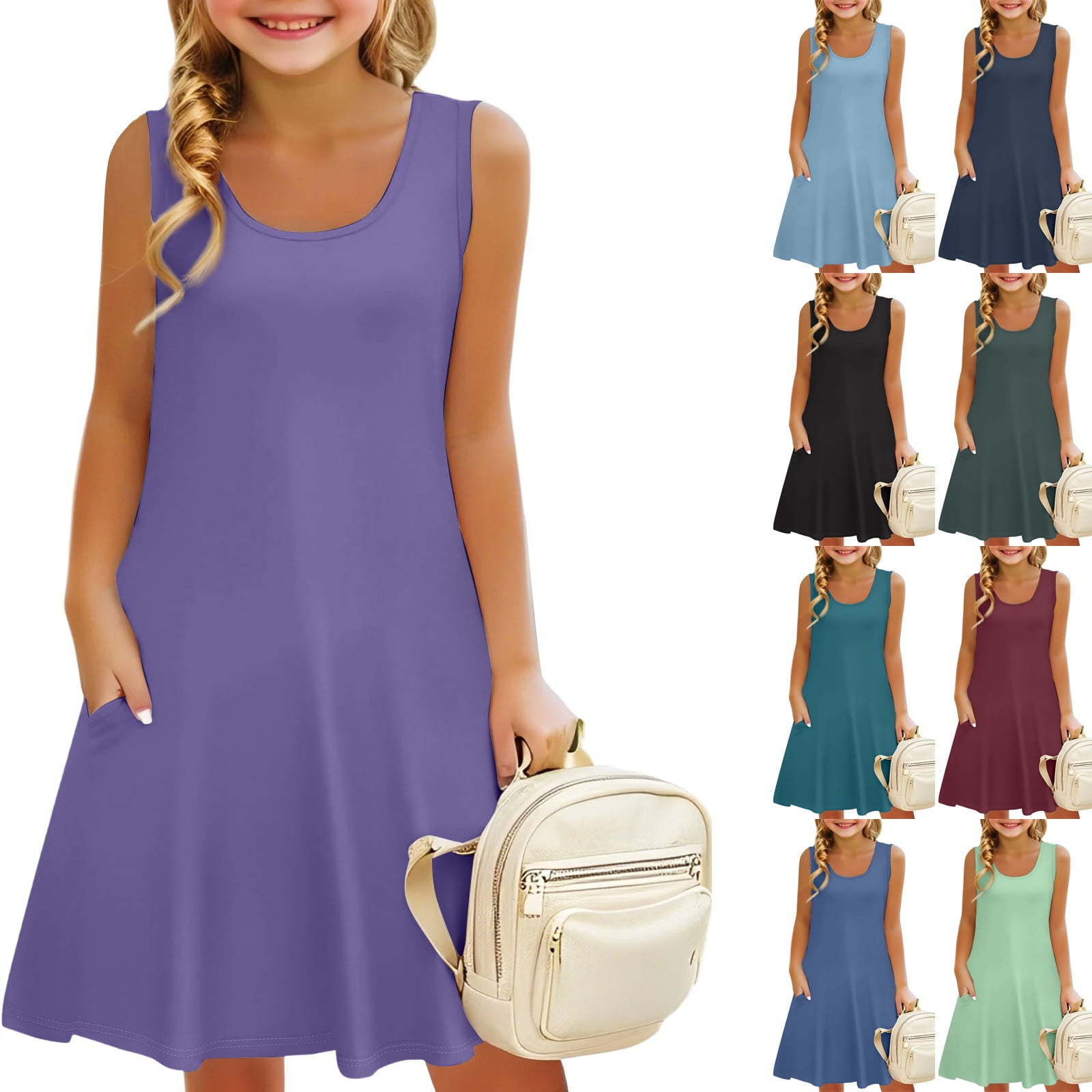 GXIPO Girls Sleeveless A-Line Casual Holiday Dress A Line Dresses for Girls Teens Junior Teen ...