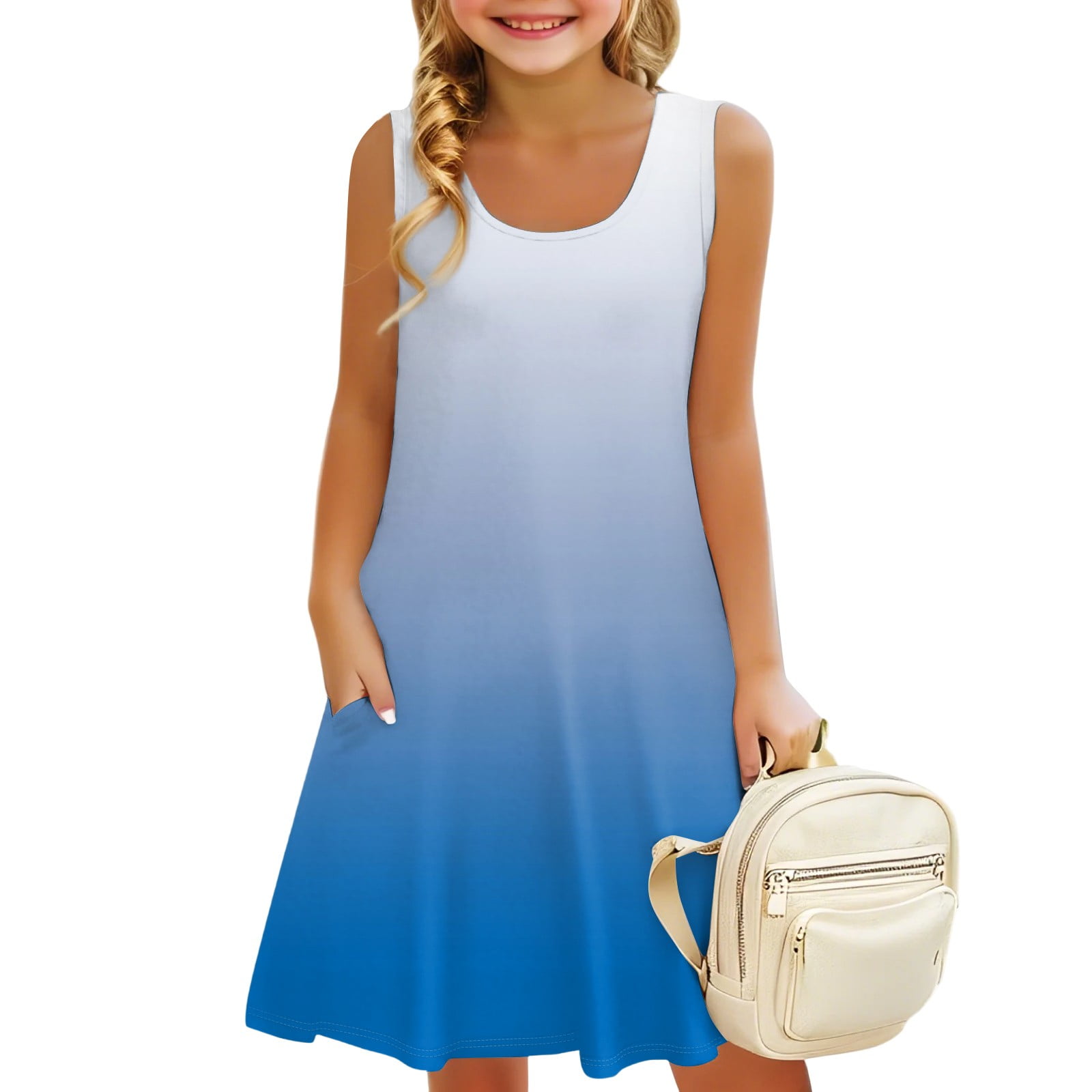 GXIPO Girls Sleeveless A-Line Tie Dye Casual Holiday Dress Girls Spring ...