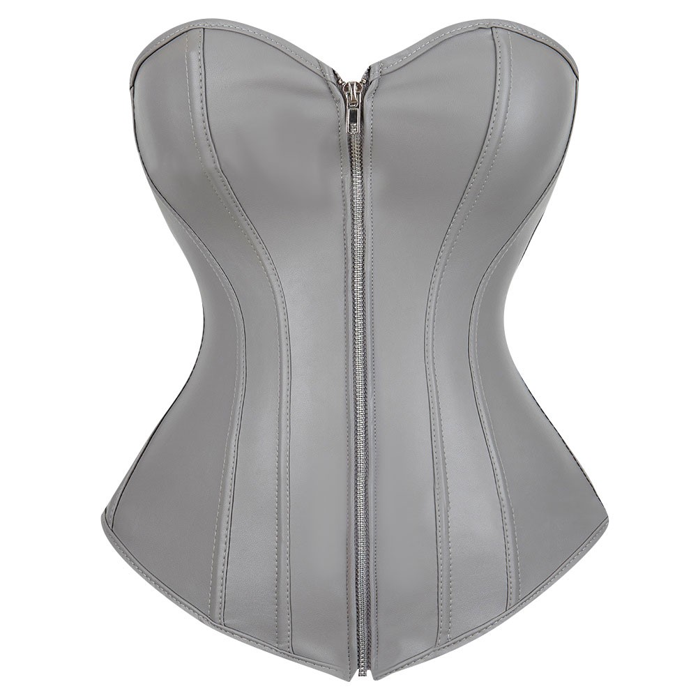 Gxipo Gray Corsets For Women Faux Leather Corset Top Steampunk Corsets