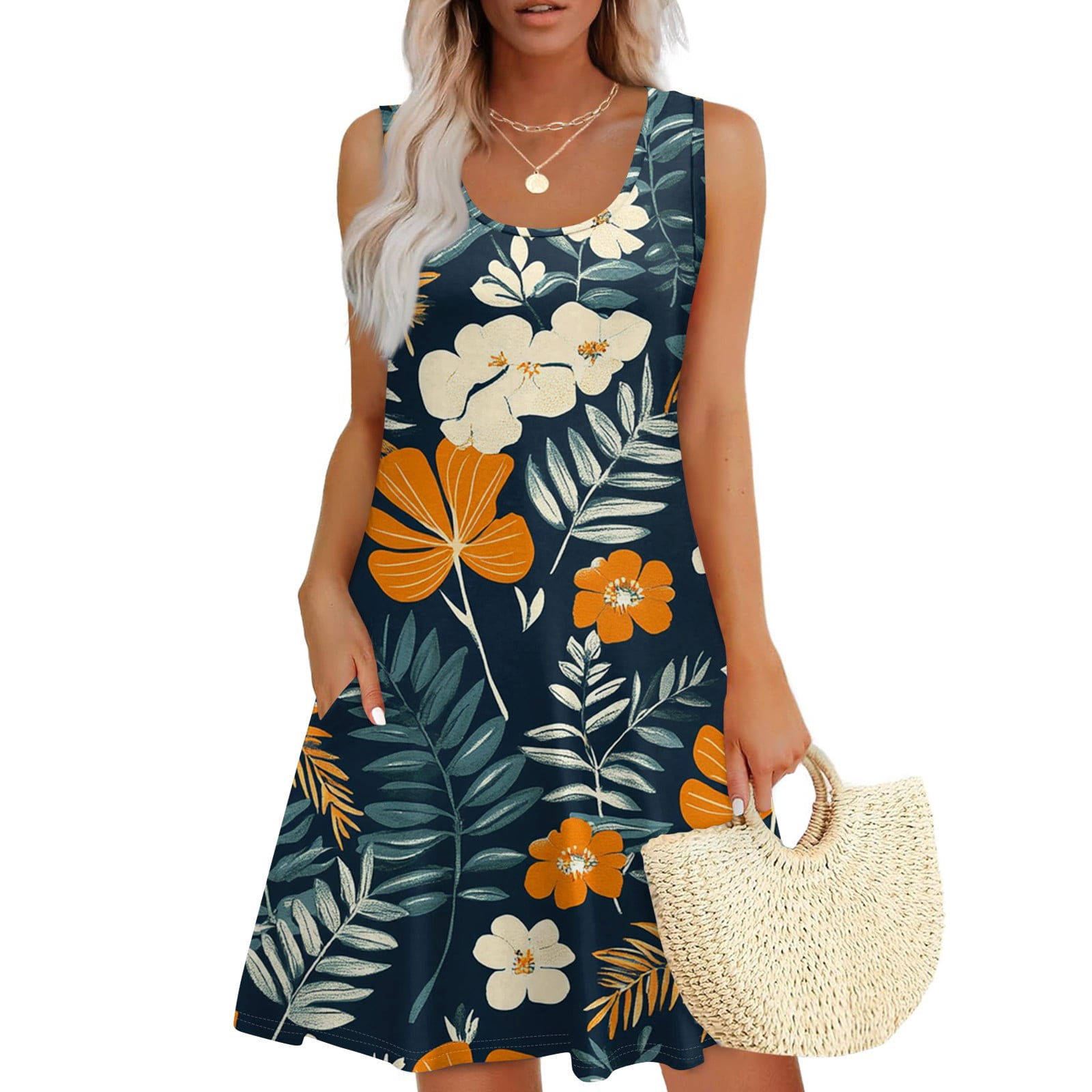 GXIPO Hawaiian Womens Summer Dresses U Neck Swimsuit Coverup Dress Sun ...