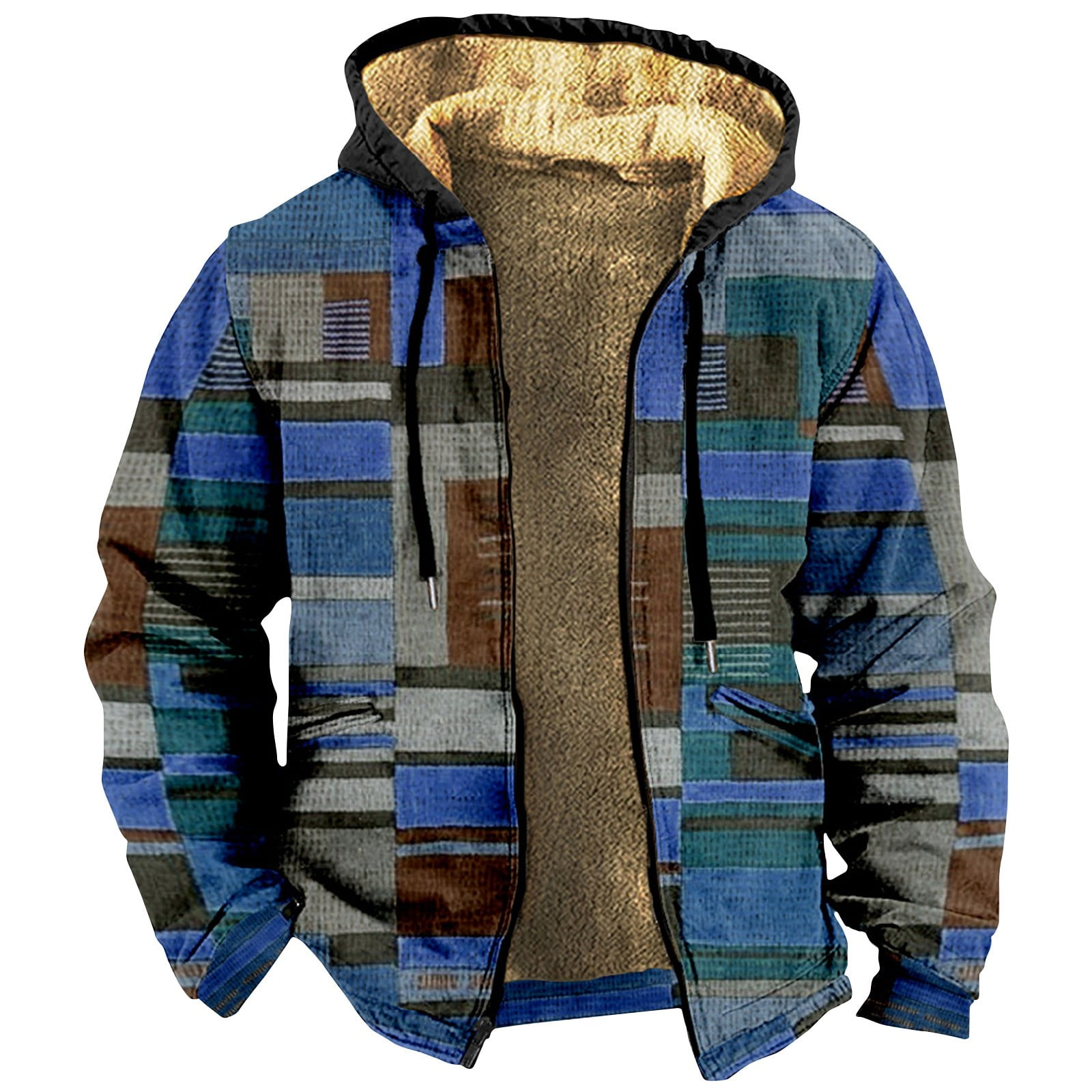 GXIPO Heavy Thick Flannel Plaid Jacket Sherpa Fleece Lined Hoodies for ...