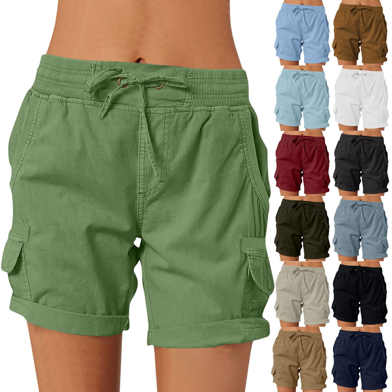 GXIPO Lounge Shorts for Women Trendy Ladies Cargo Shorts Casual Pleated ...