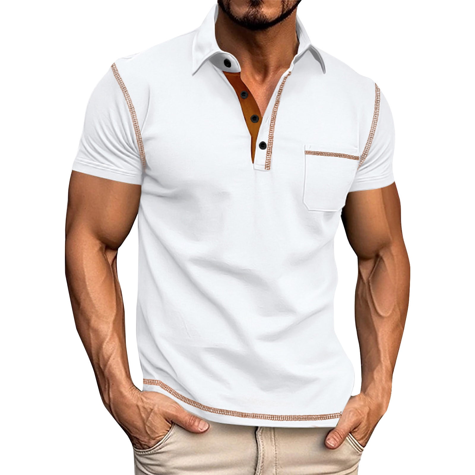 GXIPO Men's 2025 Classic Fit Casual Short Sleeve Vintage Collar Button ...