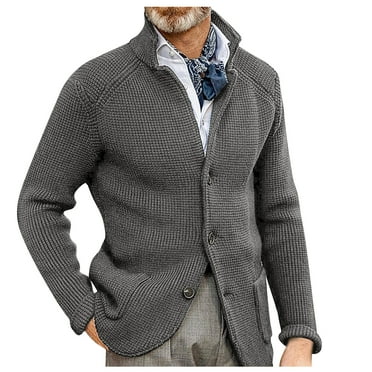 jsaierl Cardigan Sweaters for Men Knit Shawl Collar Button Down Outwear ...