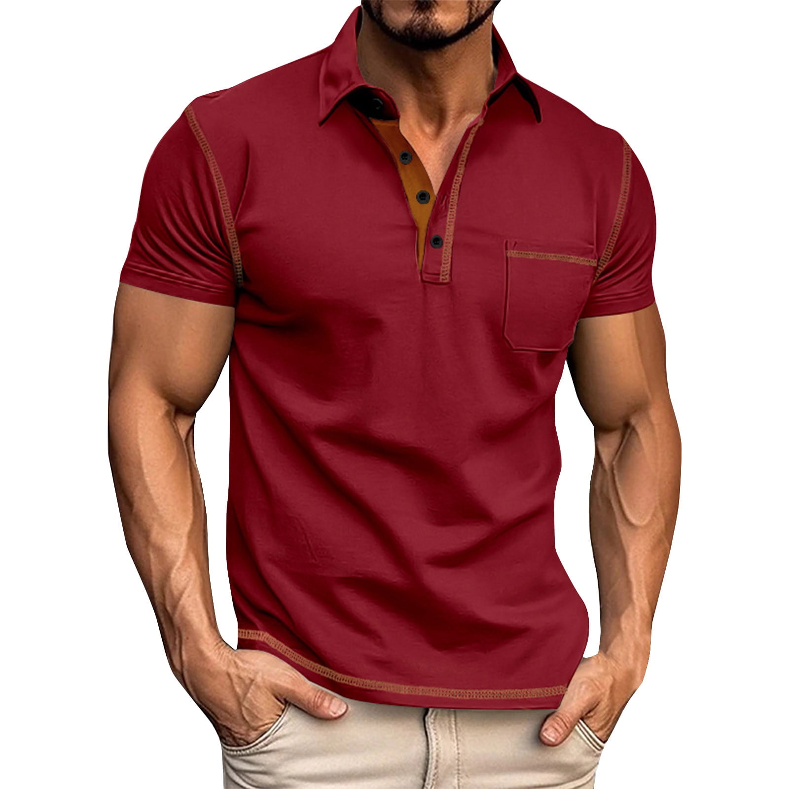 GXIPO Men's Polo Shirts Casual Short Sleeve Button Down Shirts Classic ...