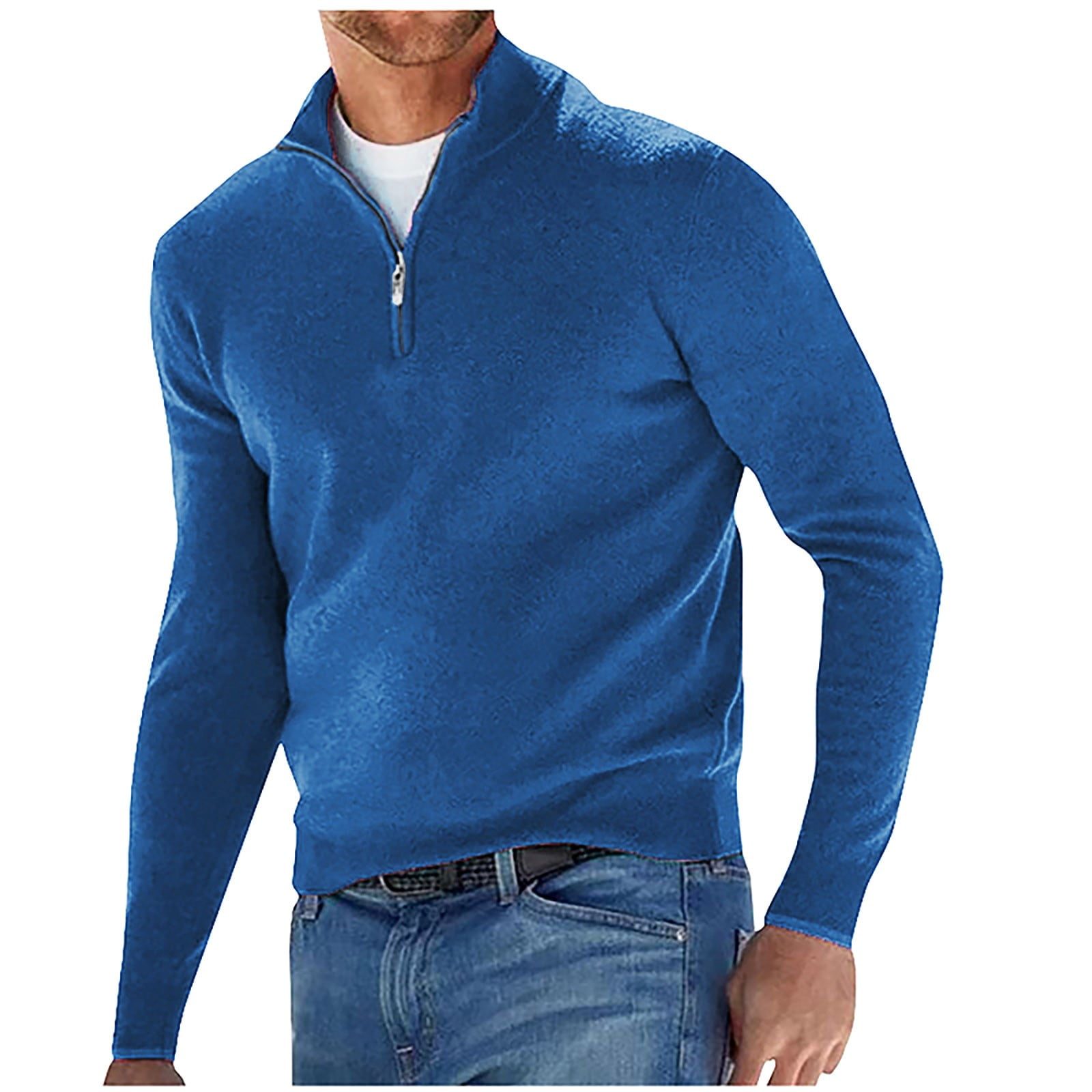GXIPO Men's Quarter-Zip Sweater Pure Cotton Mock Neck Knit Long Sleeve ...