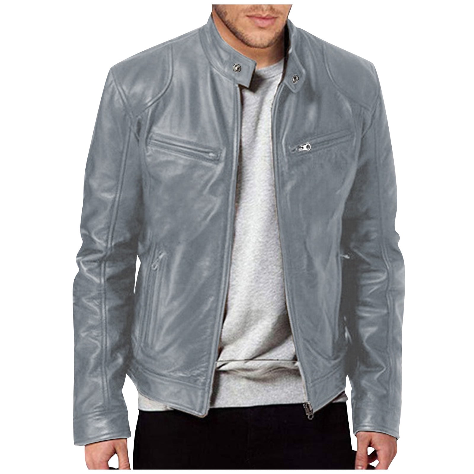 GXIPO Mens Leather Jacket Real Lambskin Cafe Racer Style Leather Biker ...