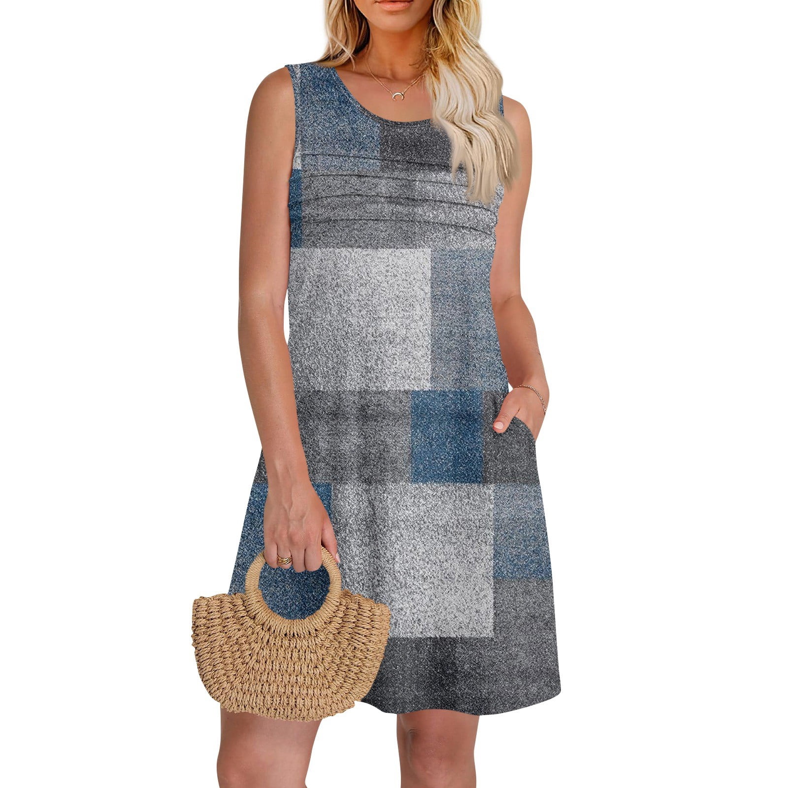GXIPO Pleated Front Spring Dresses for Women 2025 Swing Flowy Vacation ...