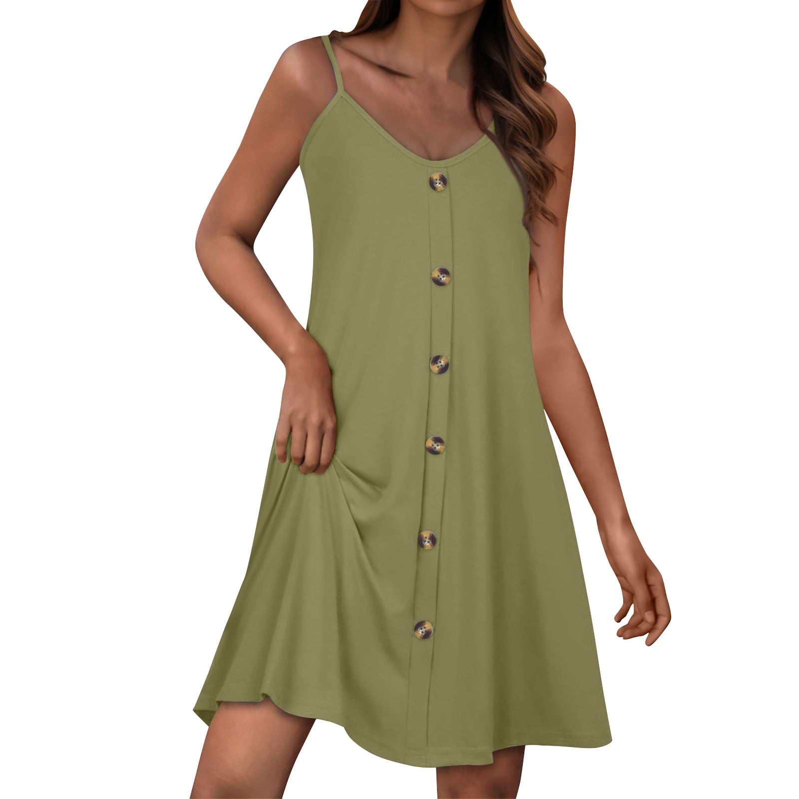 GXIPO Spaghetti Strap Button Down Womens Summer Dresses Beach Dresses ...