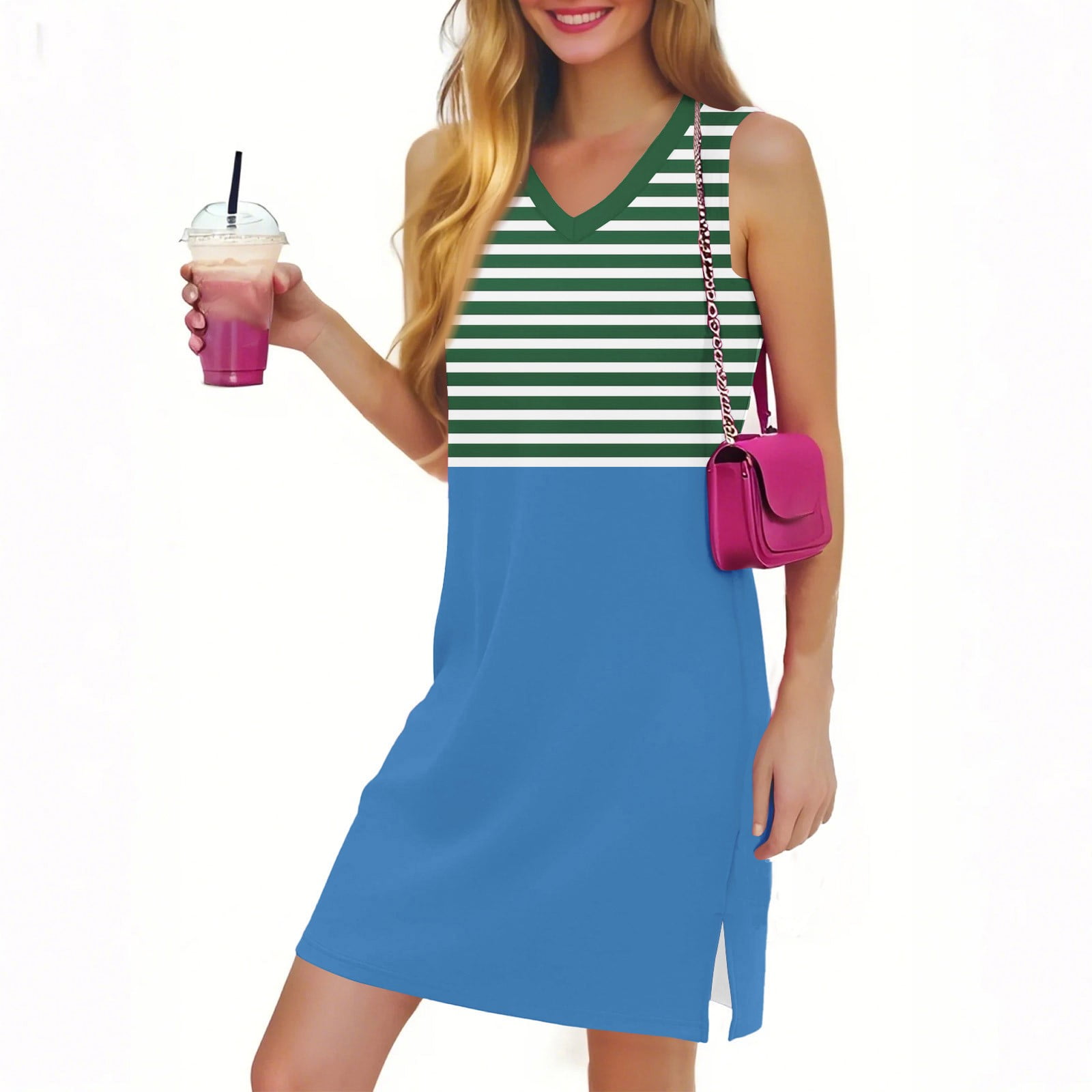 GXIPO Striped Spring Dresses for Women 2025 Sleeveless Sun Dresses V ...
