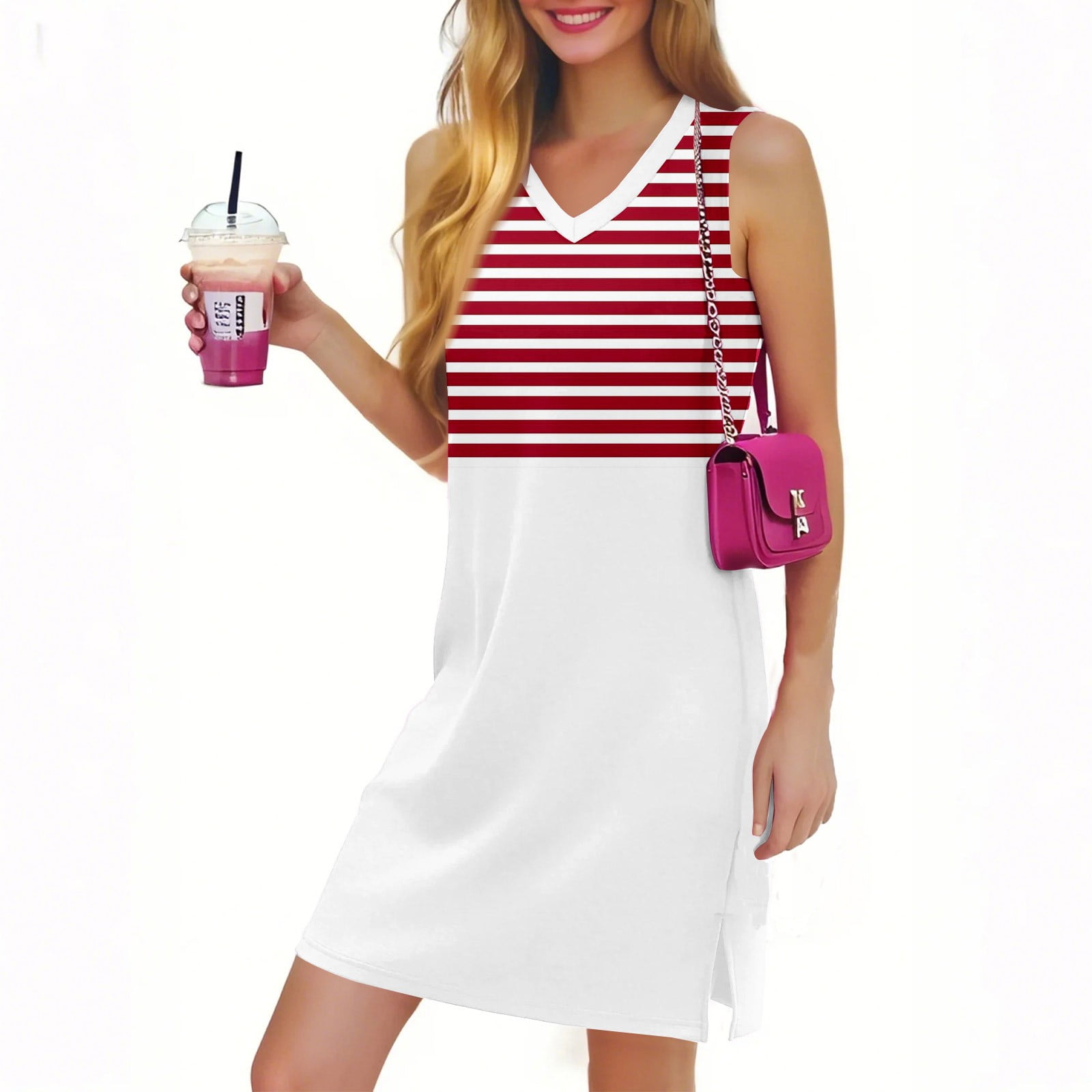 GXIPO Summer Dresses for Women Sun Dresses for Women 2025 Vacation Sleeveless Striped Boho Beach ...