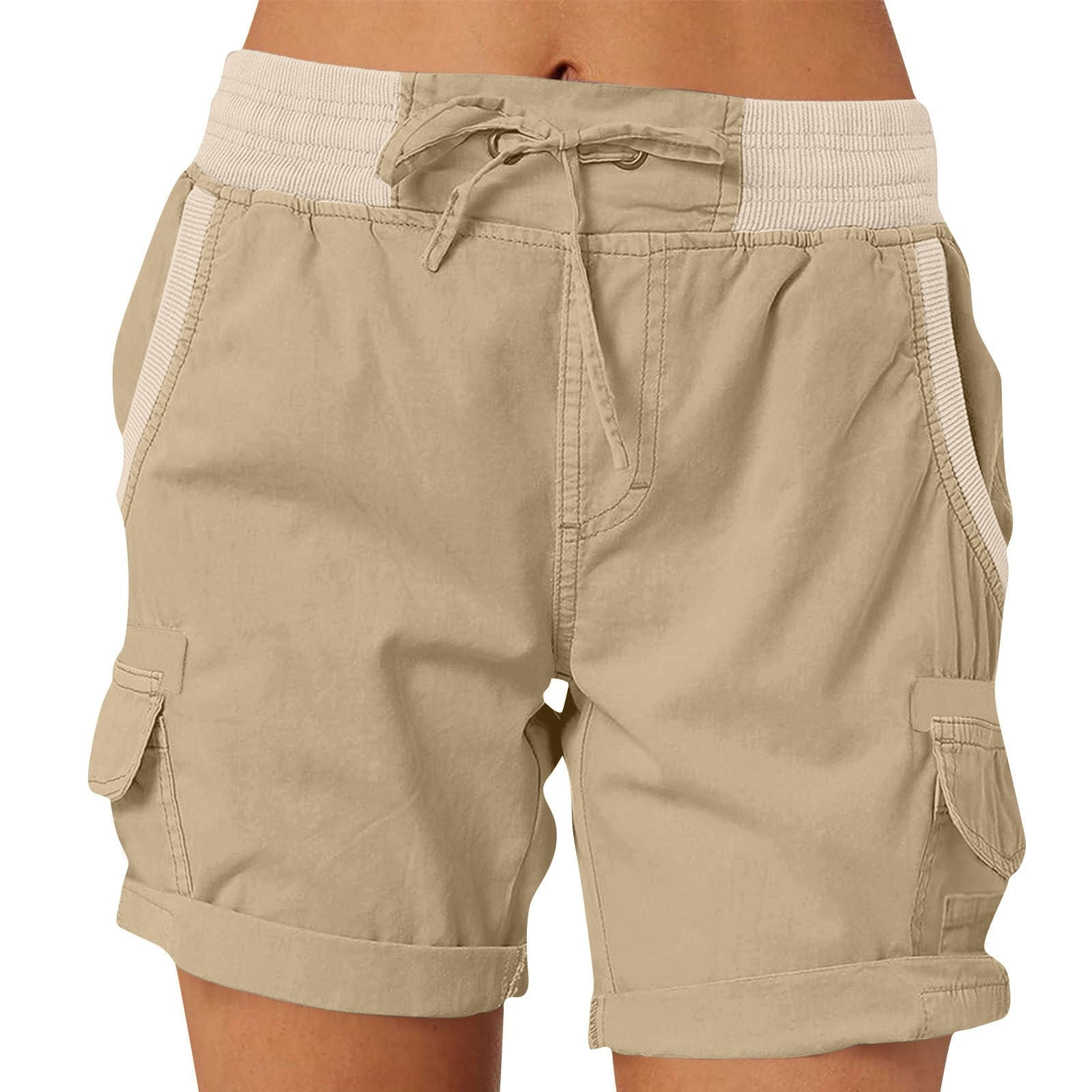 GXIPO Trendy Ladies Cargo Shorts Hiking Casual Pleated Stretchy Shorts ...