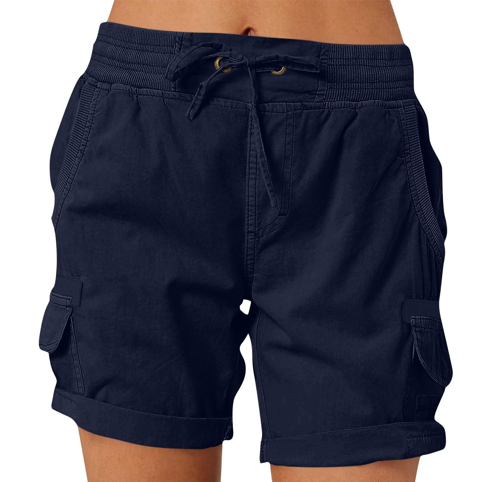 GXIPO Trendy Ladies Cargo Shorts Hiking Casual Pleated Stretchy Shorts ...