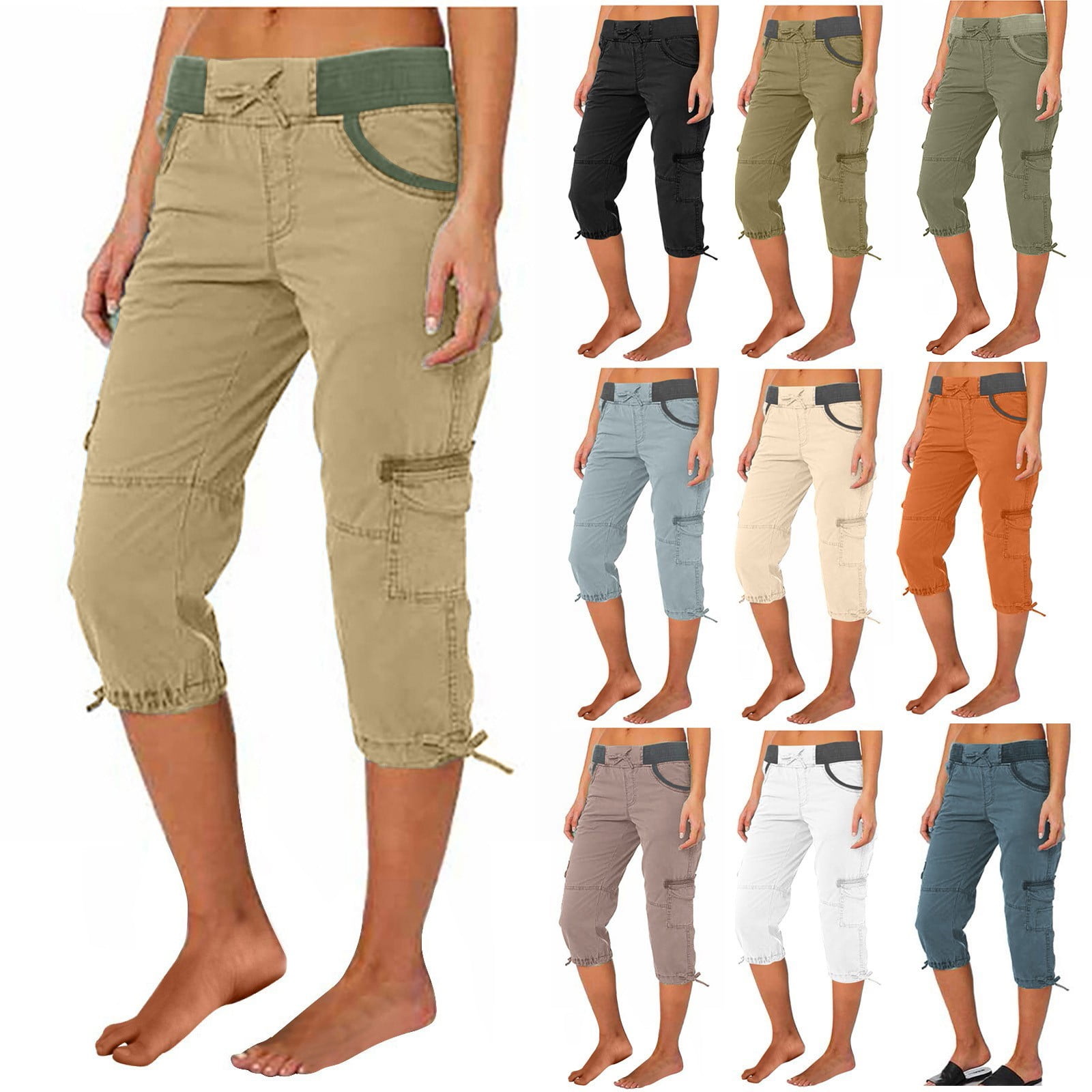 GXIPO Women's Capri Pants Lightweight Outdoor Cargo Hiking Capris Quick ...