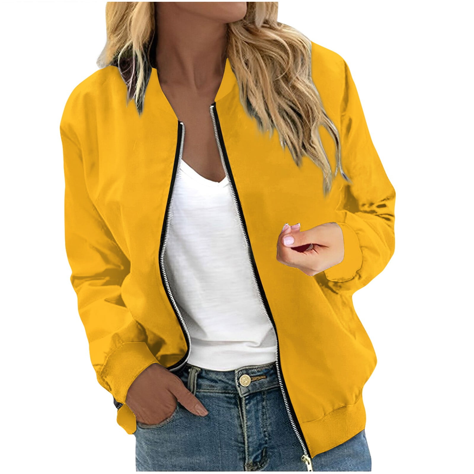 GXIPO Women's Casual Bomber Jacket Lightweight Windbreaker Jackets Long ...