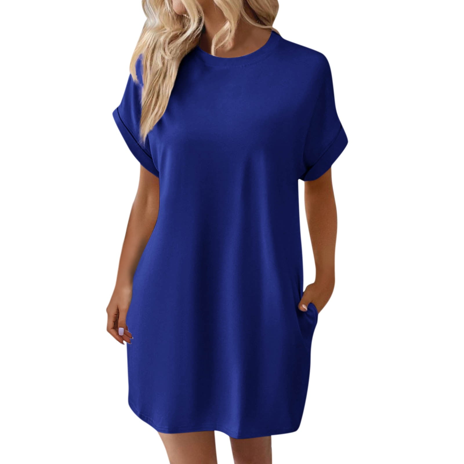 GXIPO Women's Casual Summer Cotton T Shirt Dress Short Sleeve Crewneck ...