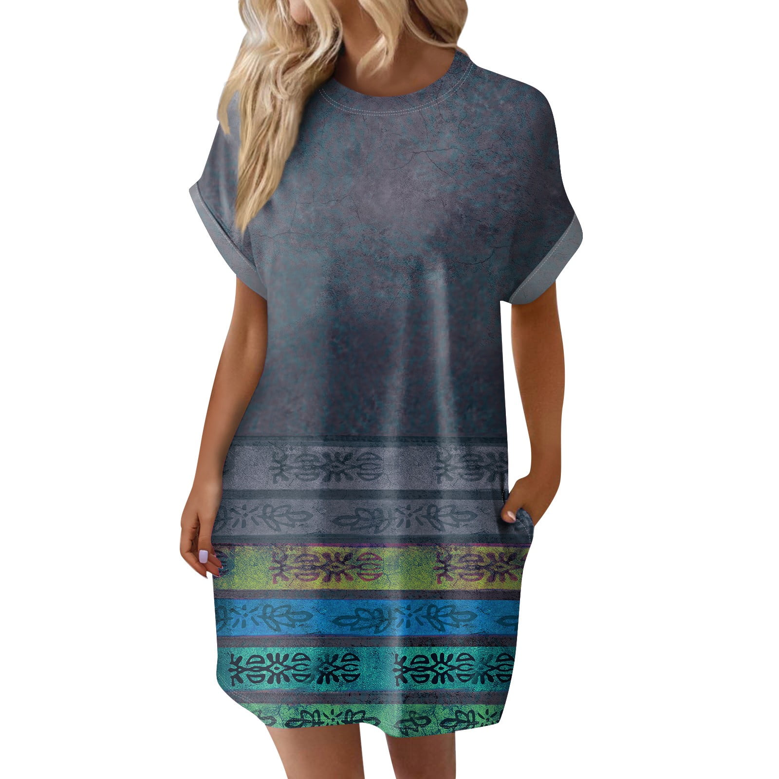 GXIPO Women's Casual Summer Cotton T Shirt Dress Short Sleeve Crewneck ...
