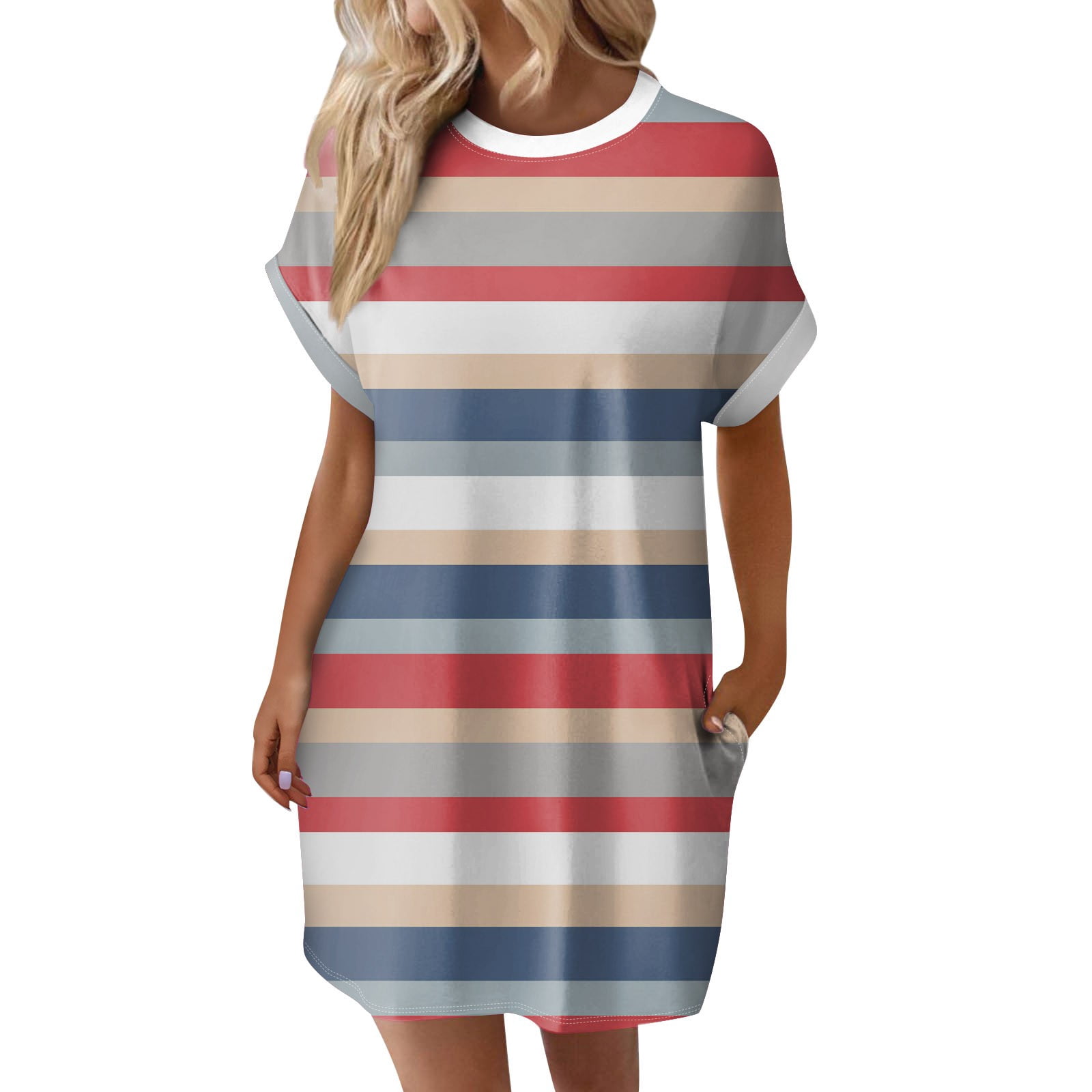 GXIPO Women's Casual Summer Cotton T Shirt Dress Short Sleeve Crewneck ...