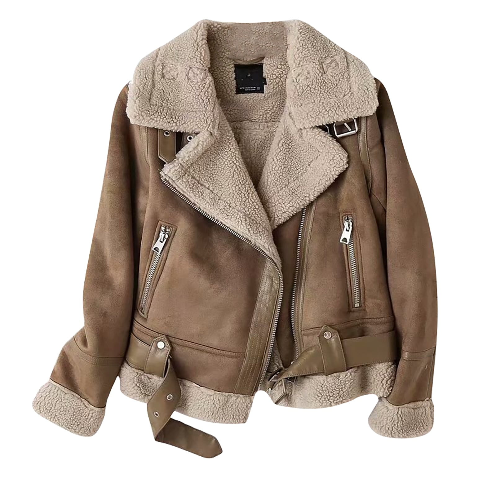 GXIPO Women's Faux Shearing Moto Jacket Thick Lined Parka Winter ...