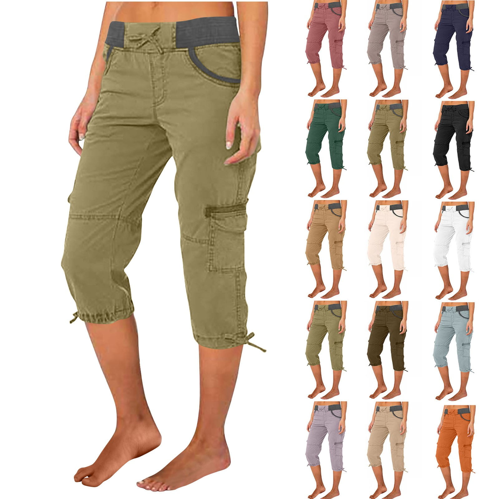 GXIPO Women's Hiking Capris Pants Cargo Lightweight Stretch Water ...