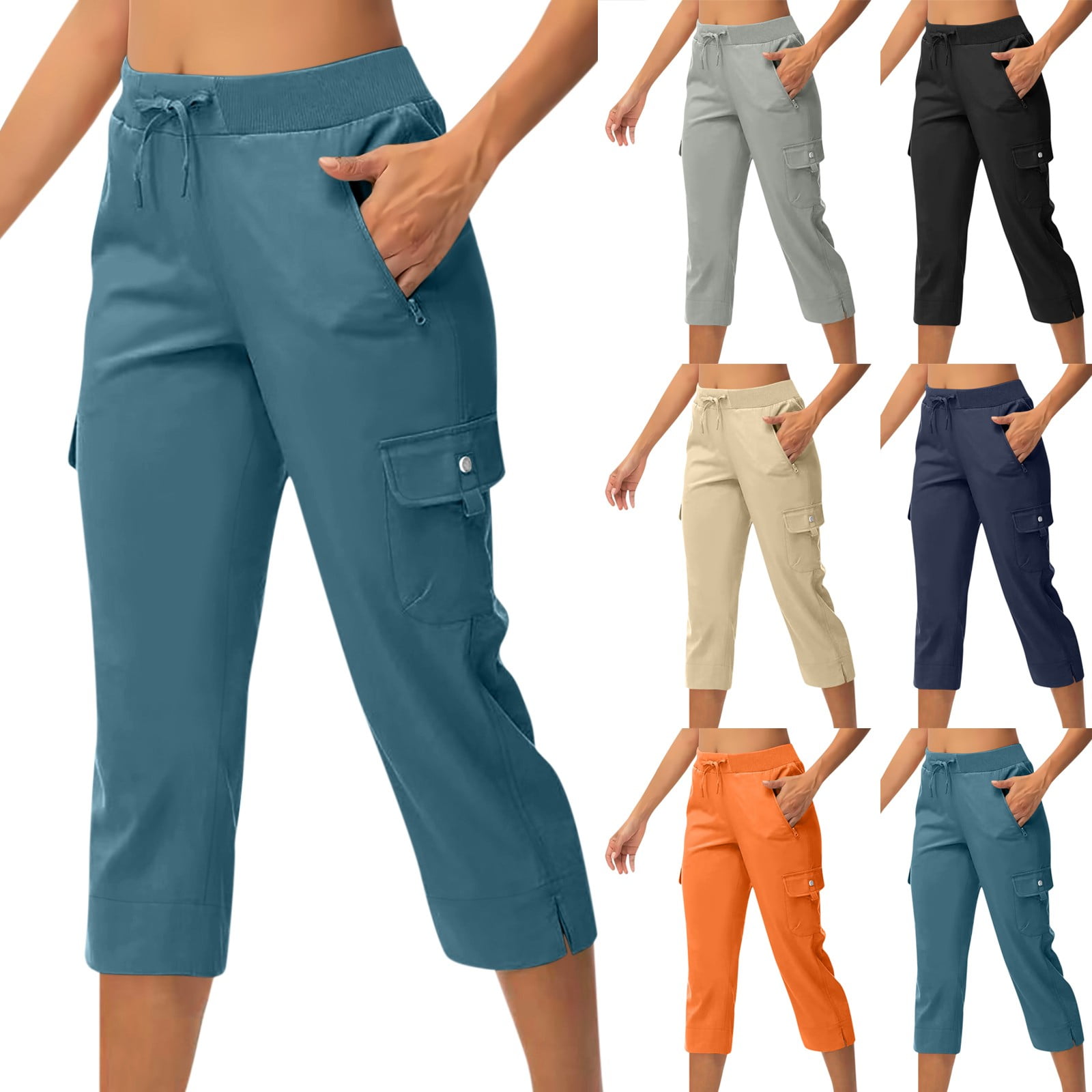 GXIPO Women's Outdoor Cargo Capris UPF 50+ Quick Dry Pants Summer ...