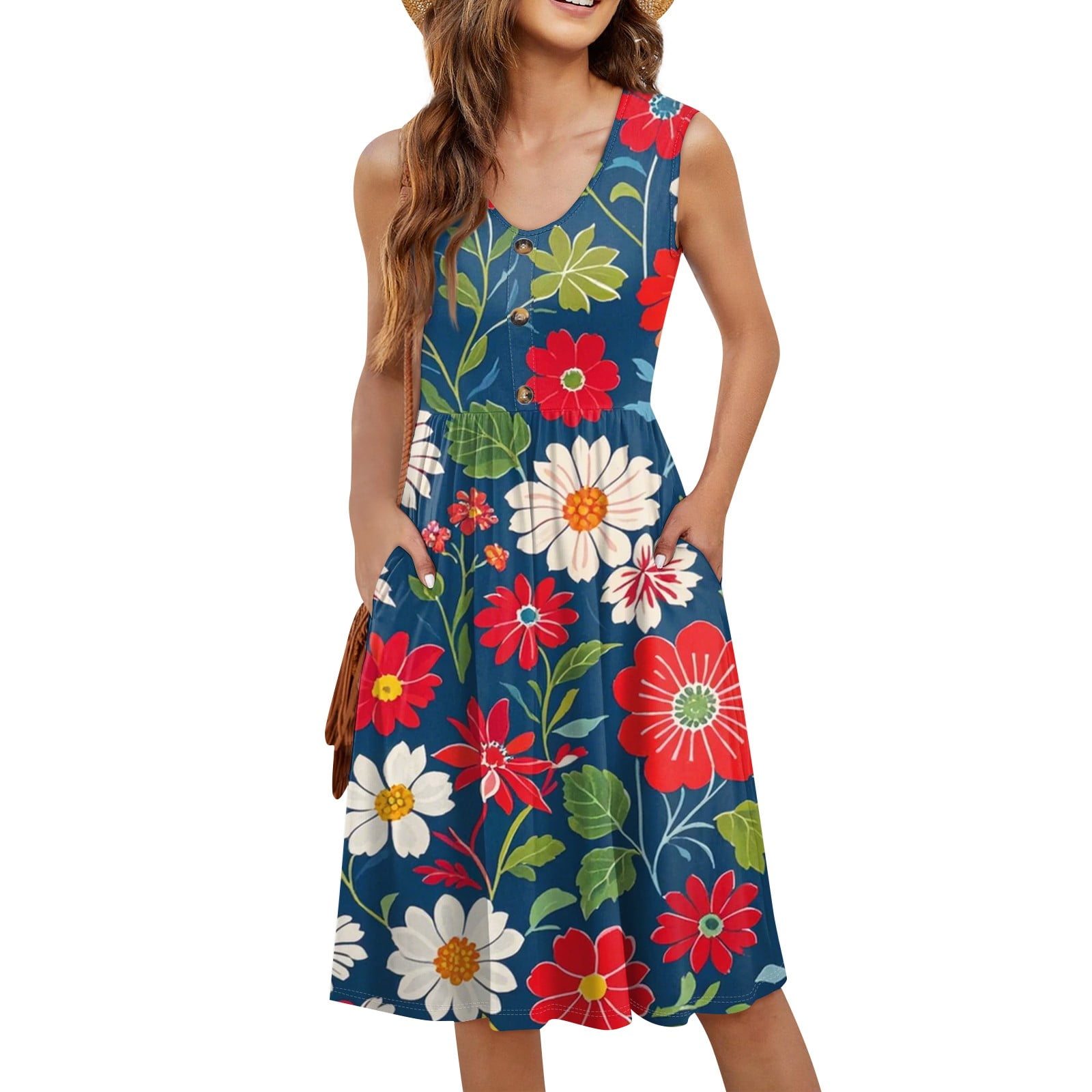 GXIPO Women's Summer Dresses Sleeveless Casual Fashion Loose Swing ...