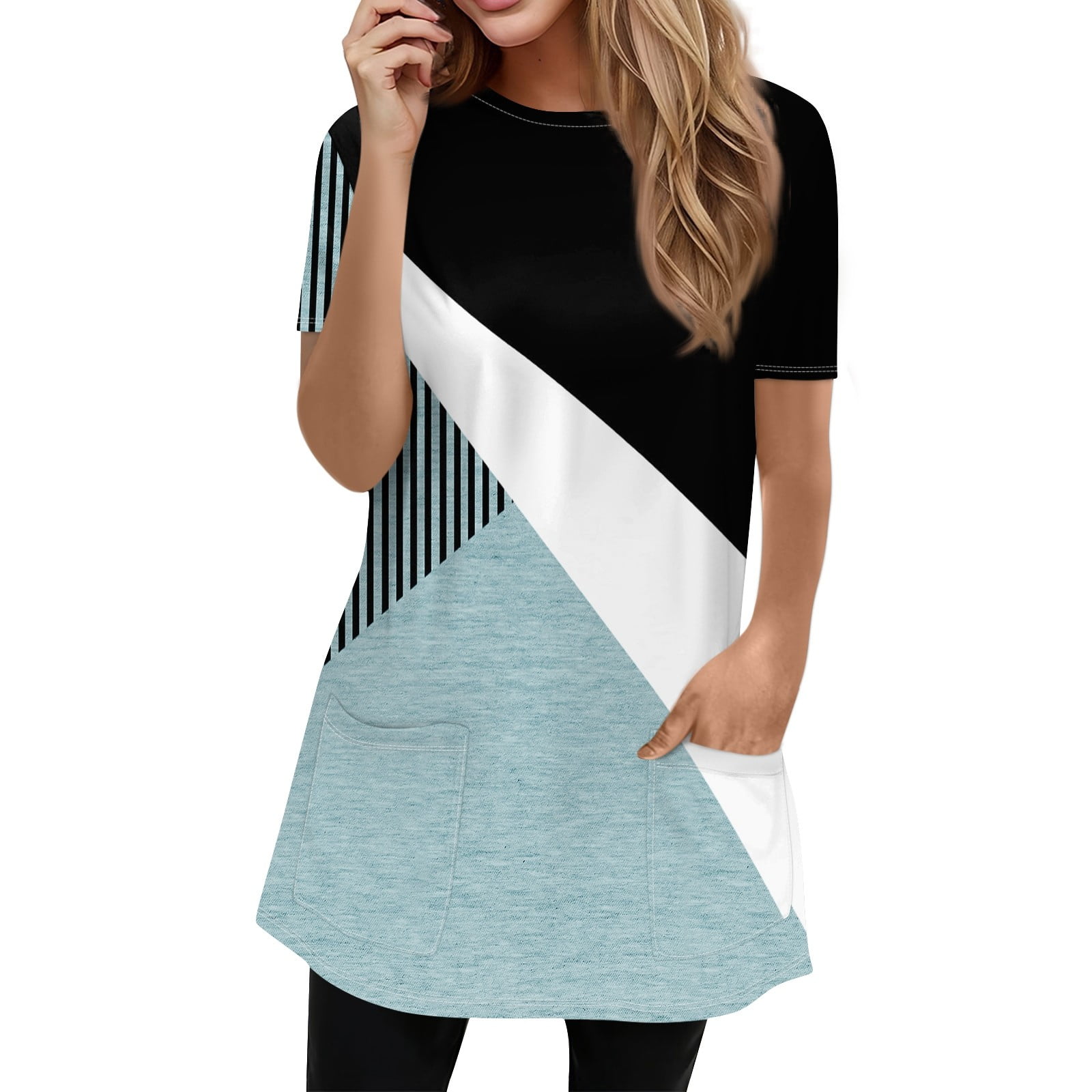 GXIPO Womens Fall Tunic Tops for Leggings Casual Short Sleeve Long ...