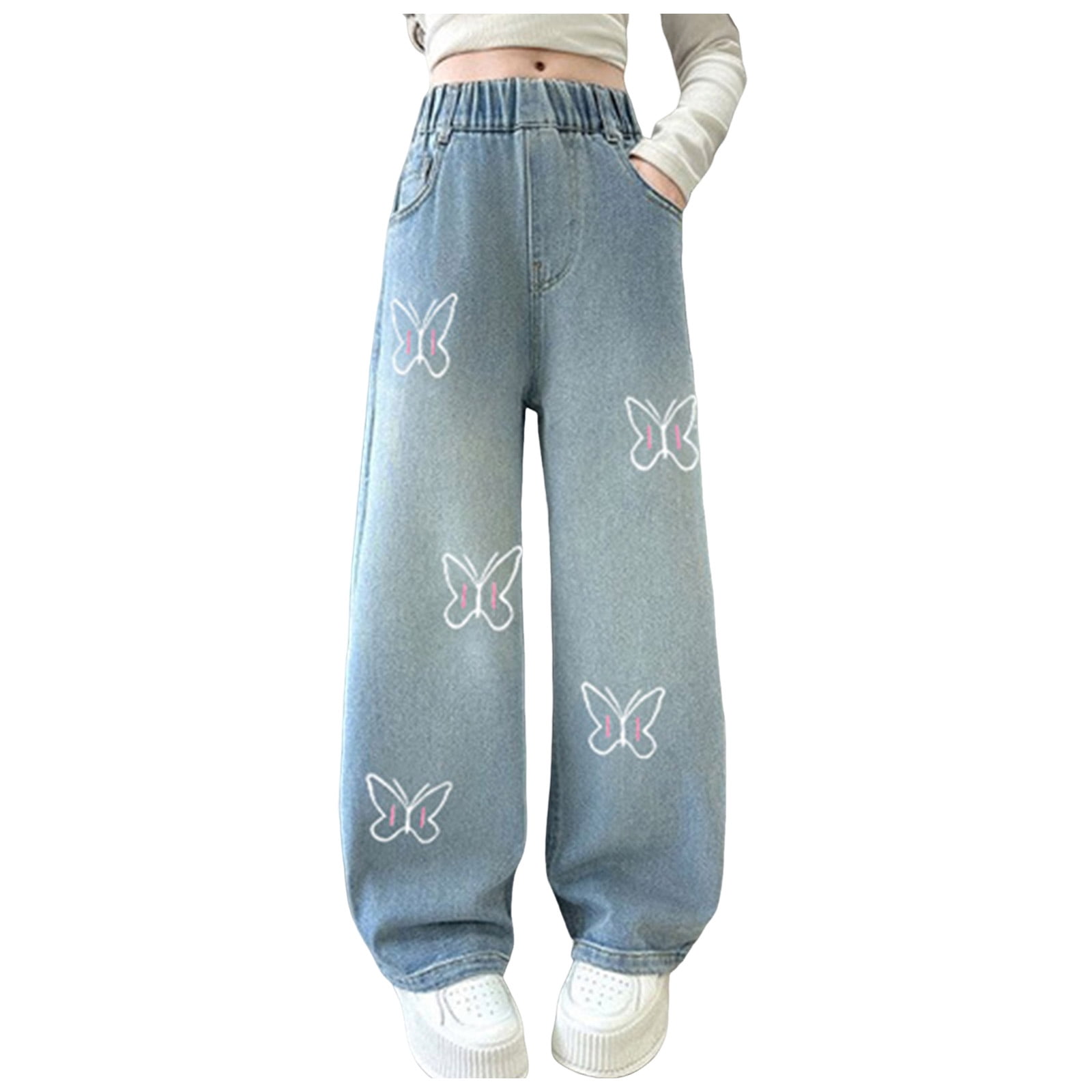 GXWEA Girl Jeans Baggy Jeans For Girls Girls Jeans Pants Wide Leg ...