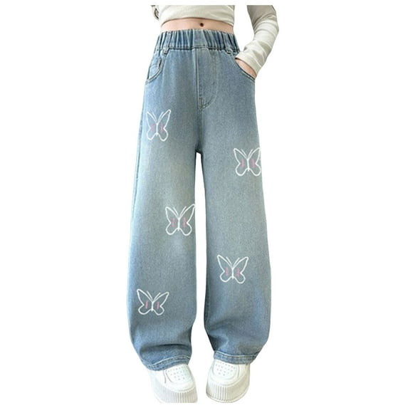 GXWEA Girls Jeans Jeans For Girls 10-12 Jeans For Girls Baggy Wide Leg ...