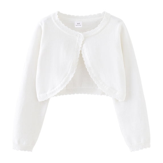 GXWEA Girls White Cardigan Girls Short Knit Cardigan Single Button ...
