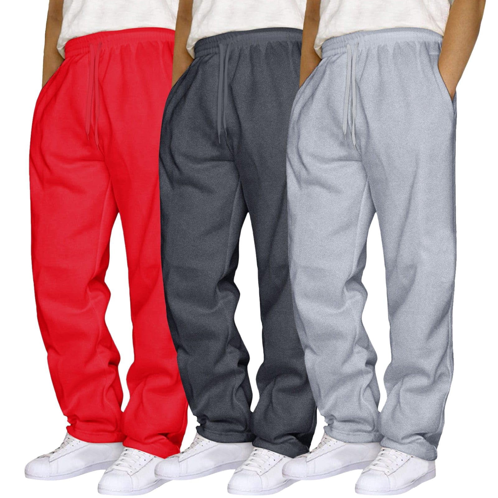 GXWEA Men'S Clothing Men'S Pants Mens 3 Pack Fleece Active Athletic ...