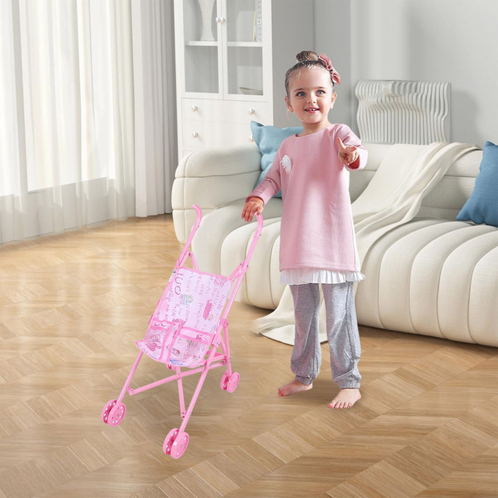GXXGREAT Pretend Play Foldable Doll Stroller Toddler Learning Toy Girls ...