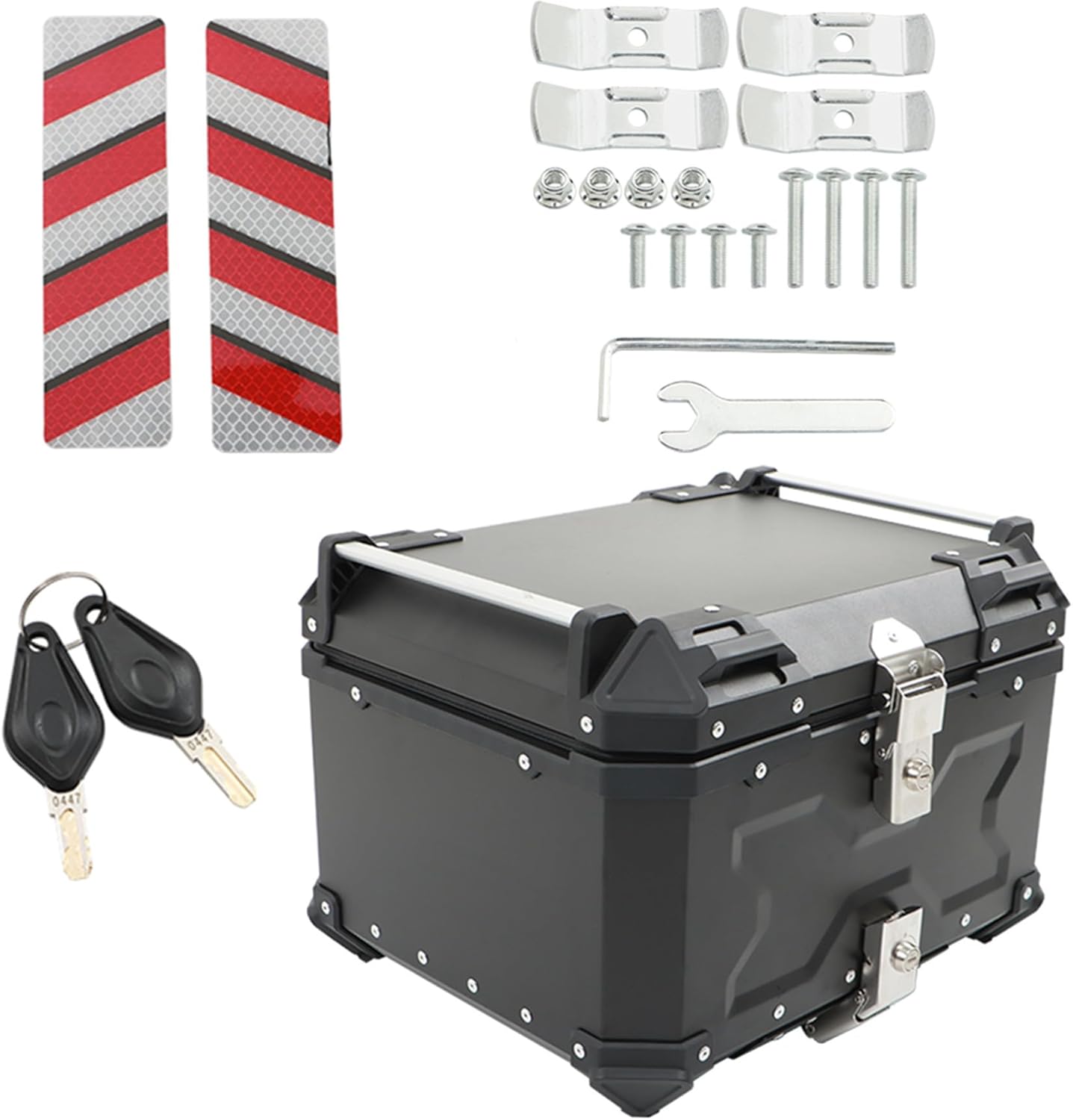 GXYWADY 55L-X Black Motorcycle Tail Box Top Case, Aluminum Alloy ...