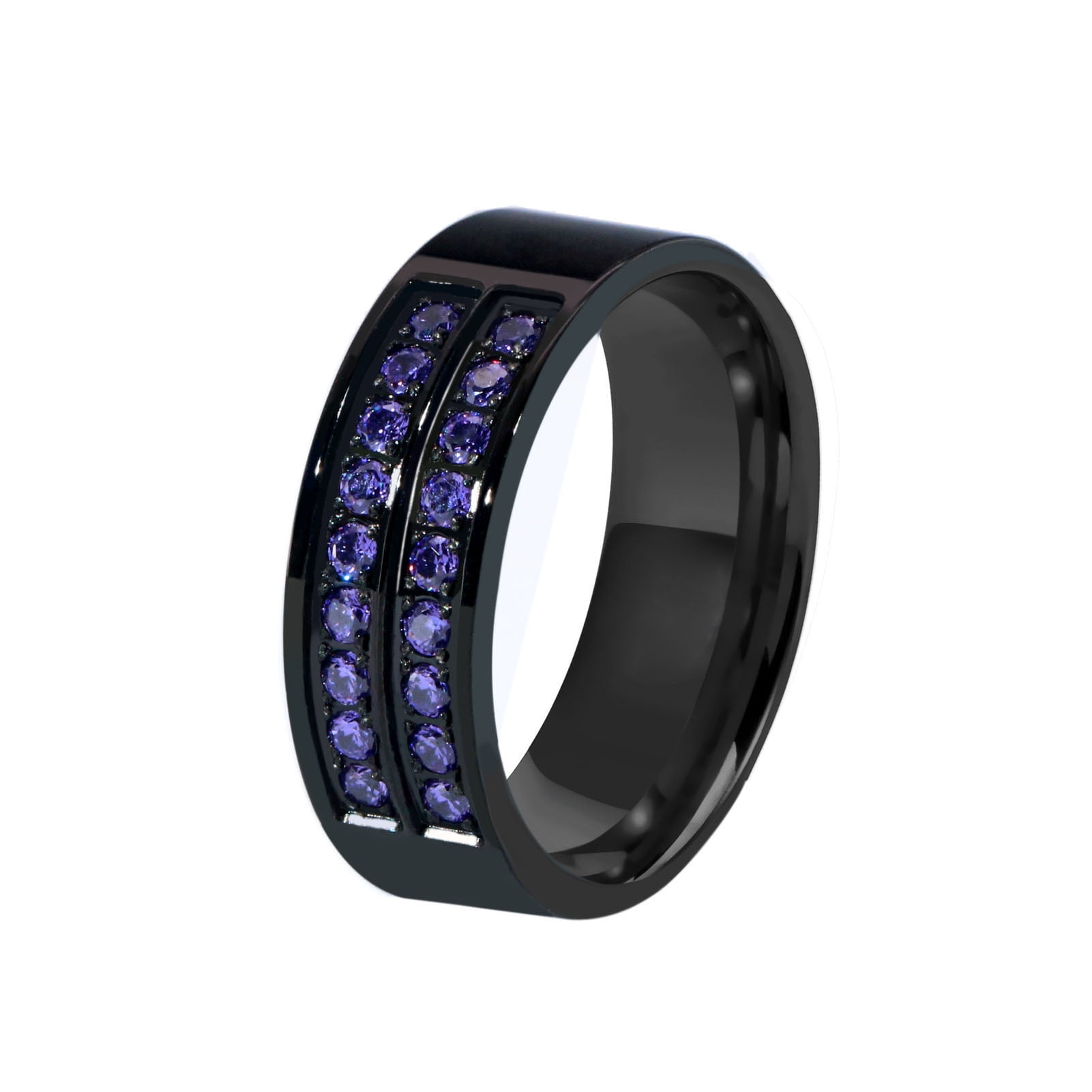 GY Jewelry Purple AAA CZ Black Ring Titanium Steel Mens Ring Men ...