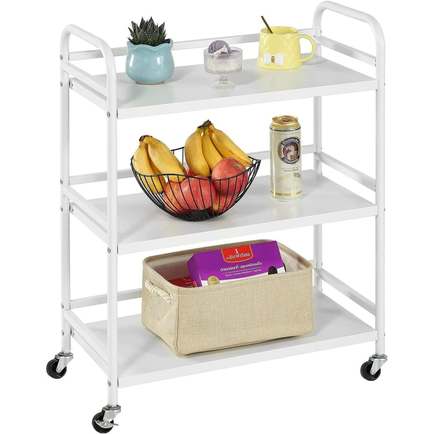 GYCZYCX 3-Tier Rolling Cart,Utility Cart,Kitchen Cart on Wheels ...