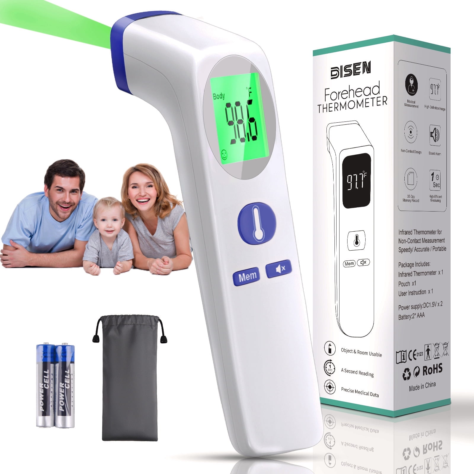 GYDEK No-Touch Forehead Thermometer for Adults and Kids, Digital Infrared Thermometer, Touchless ...