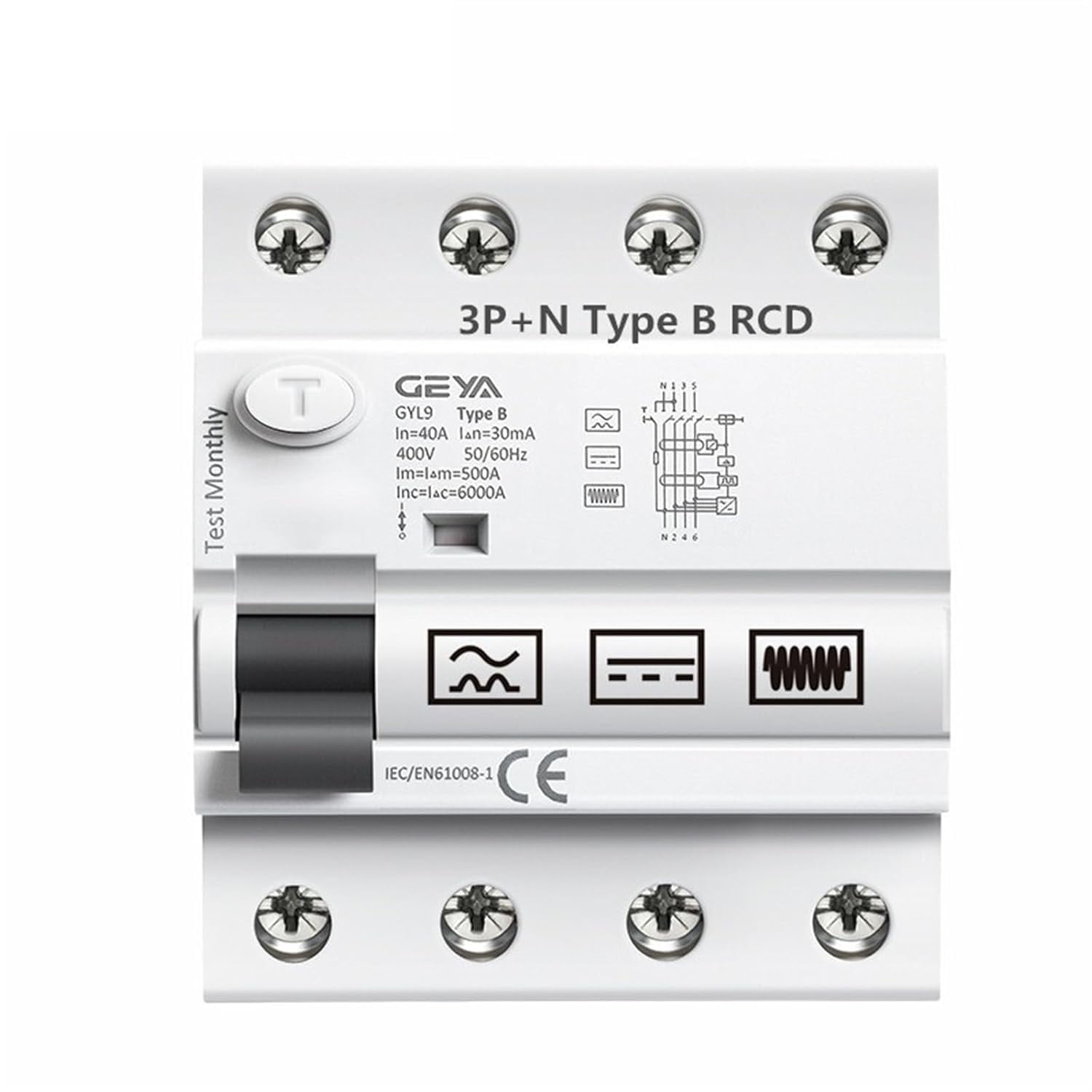 GYL9 Type B RCD Din Rail Earth Leakage Current Breaker DC RCCB RCD 2P ...