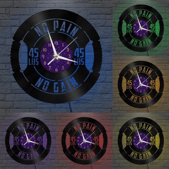 GYM Club Vinyl Wall Clock, Vinyl Record Clock Wall Art Silent & Non ...